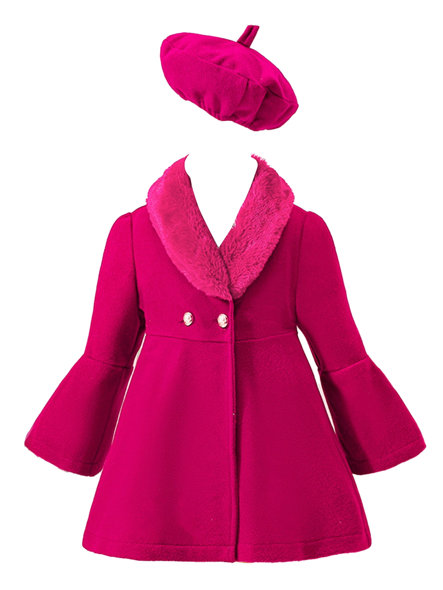 DPOIS Girls Wooenl Blend Overcoat Jacket Winter Windproof Pea Coat with ...