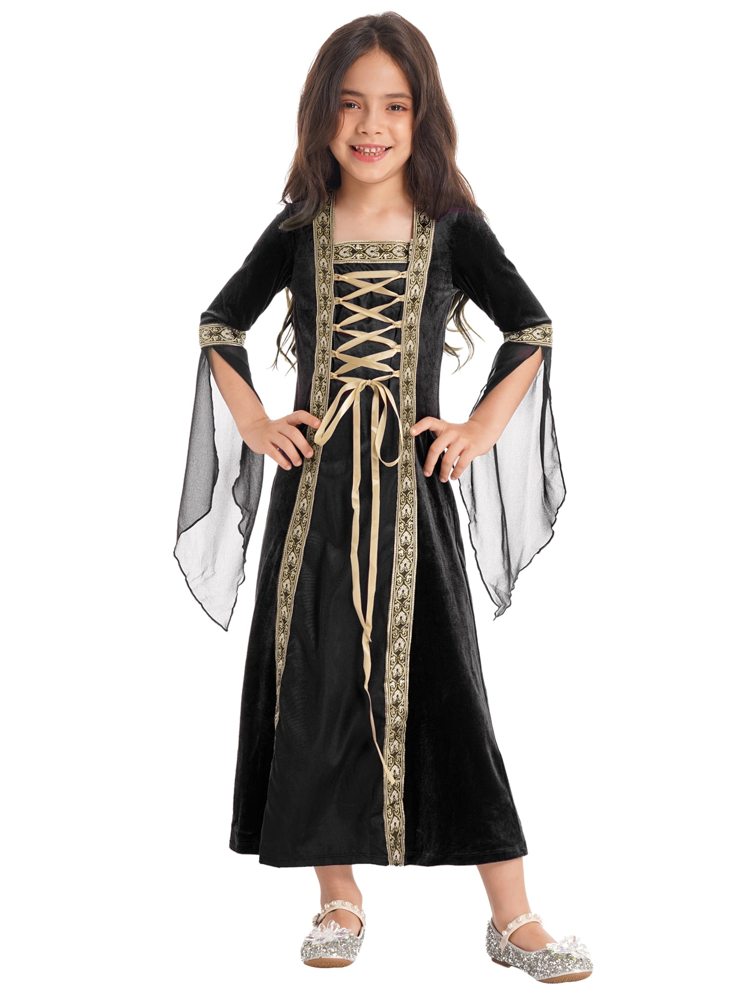 DPOIS Kid Girls Renaissance Vintage Dress Medieval Costume Halloween ...