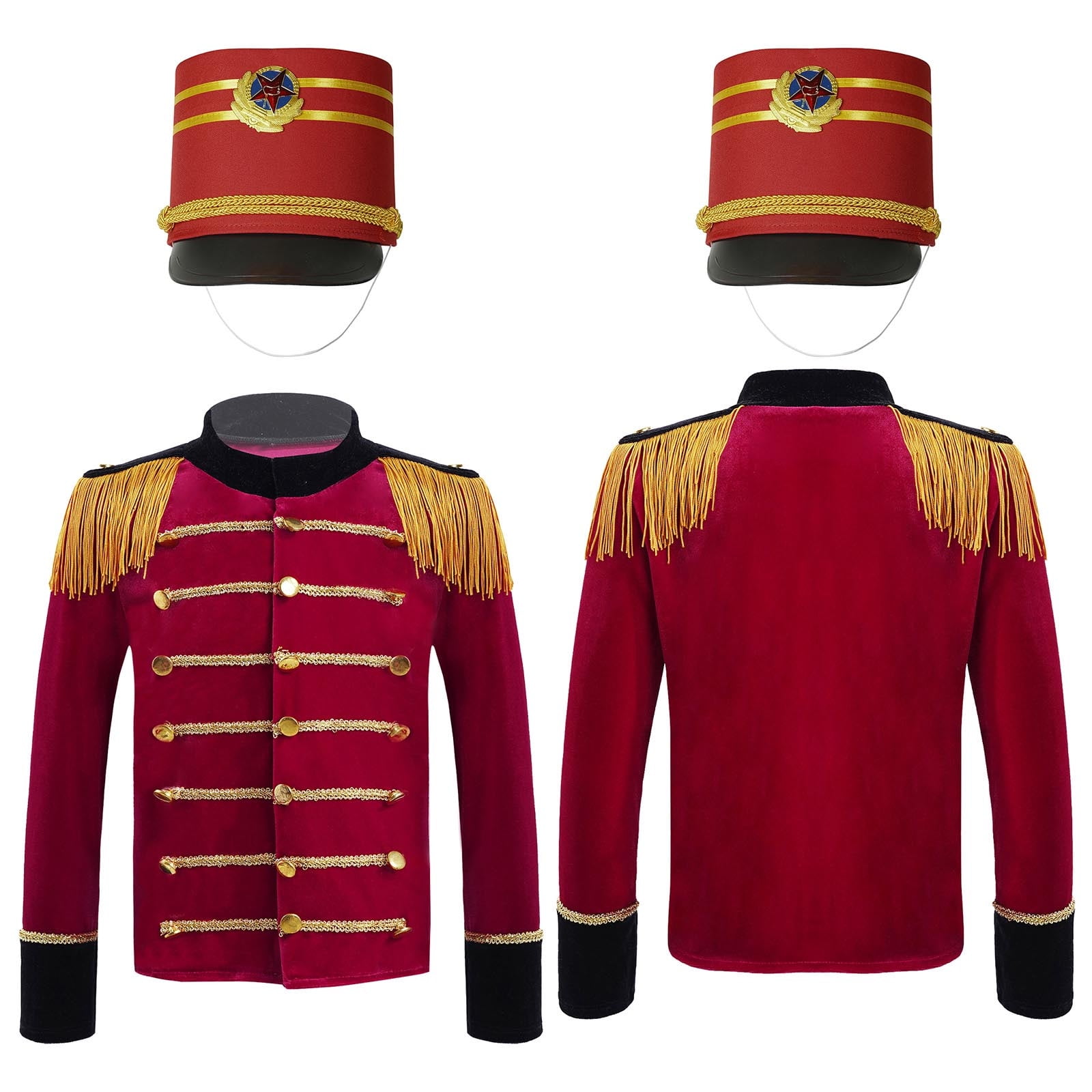 DPOIS Kids Boys Circus Ringmater Costume Marching Band Uniform Tassel ...