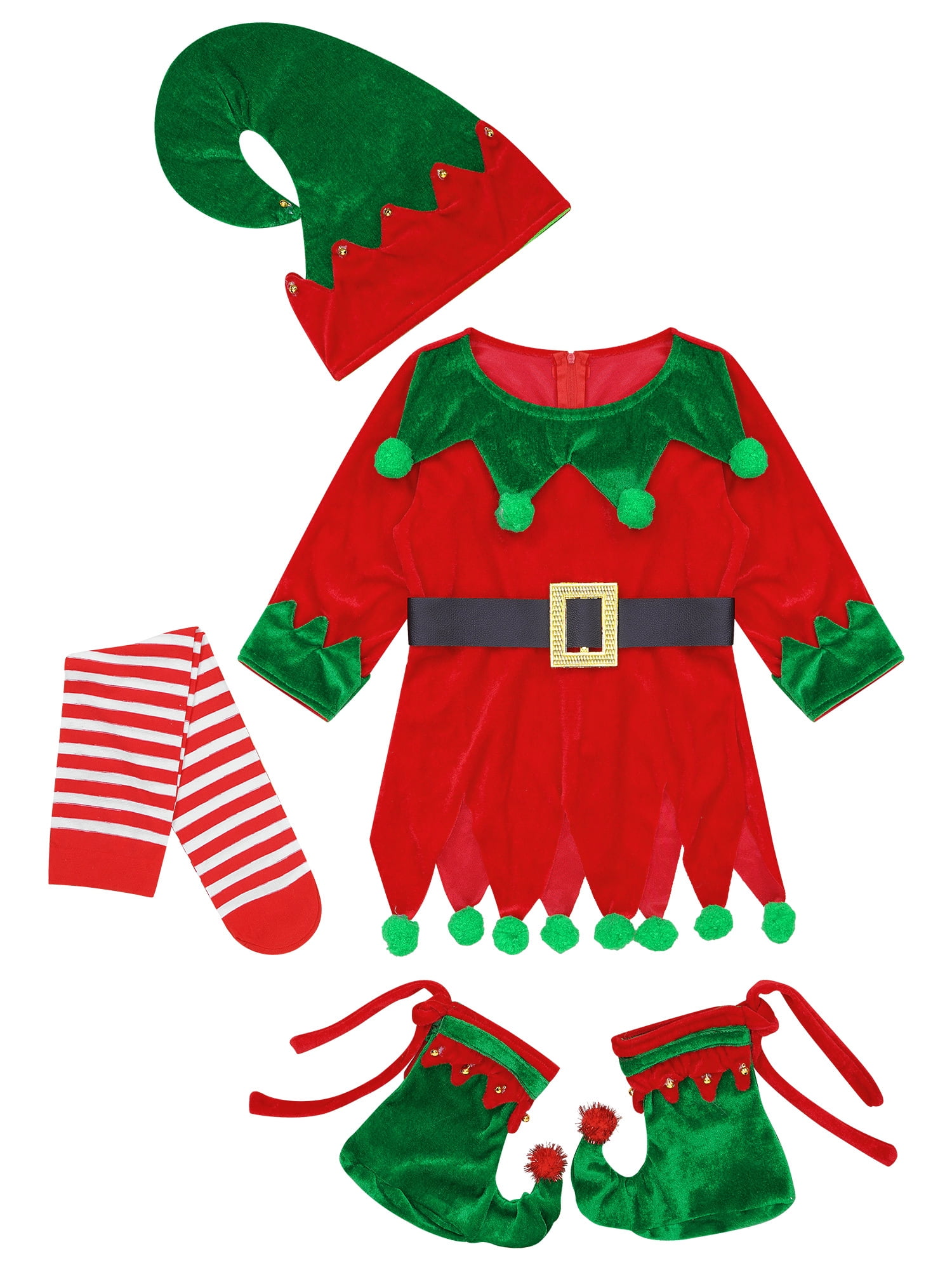 DPOIS Kids Boys Girls Christmas Costumes Santa Elf Outfit Xmas Santa ...