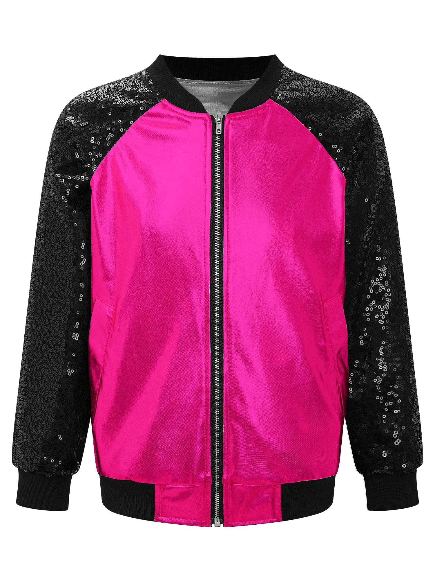 DPOIS Kids Boys Girls Long Sleeve Flight Jacket Zip Up Coat Dancewear ...