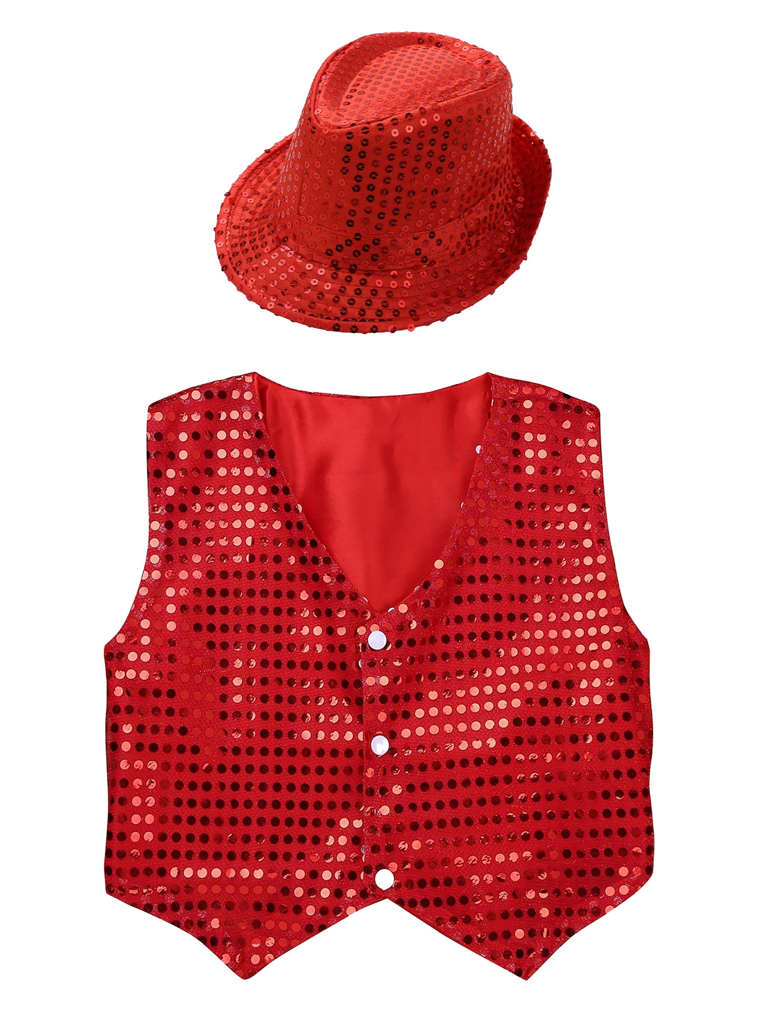 DPOIS Kids Boys Girls Sequins Hip-Hop Jazz Dance Shirt Vest Waistcoat ...