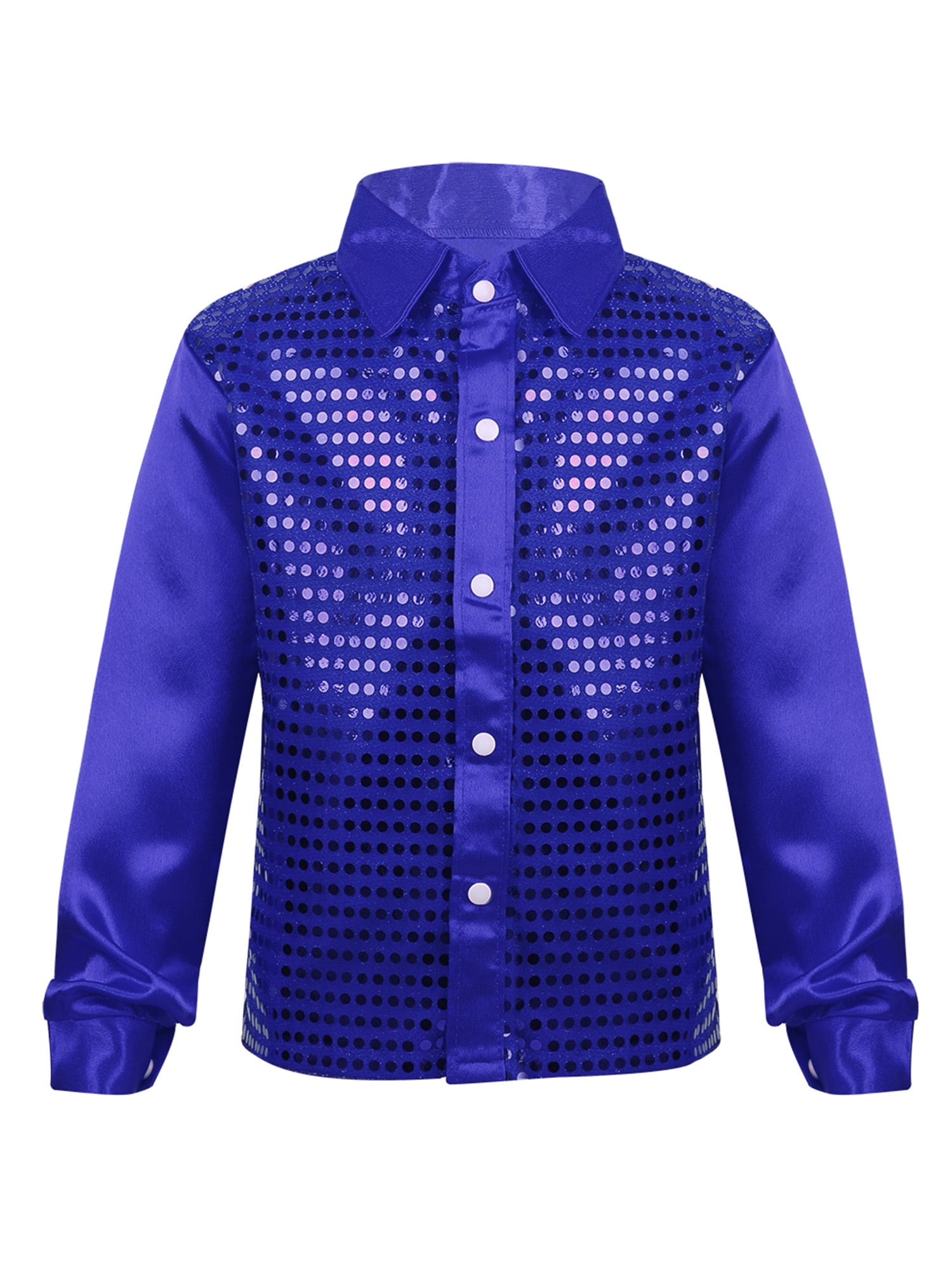 DPOIS Kids Boys Hip Hop Dance Shirts Jazz Dance Sequin Long Sleeve ...