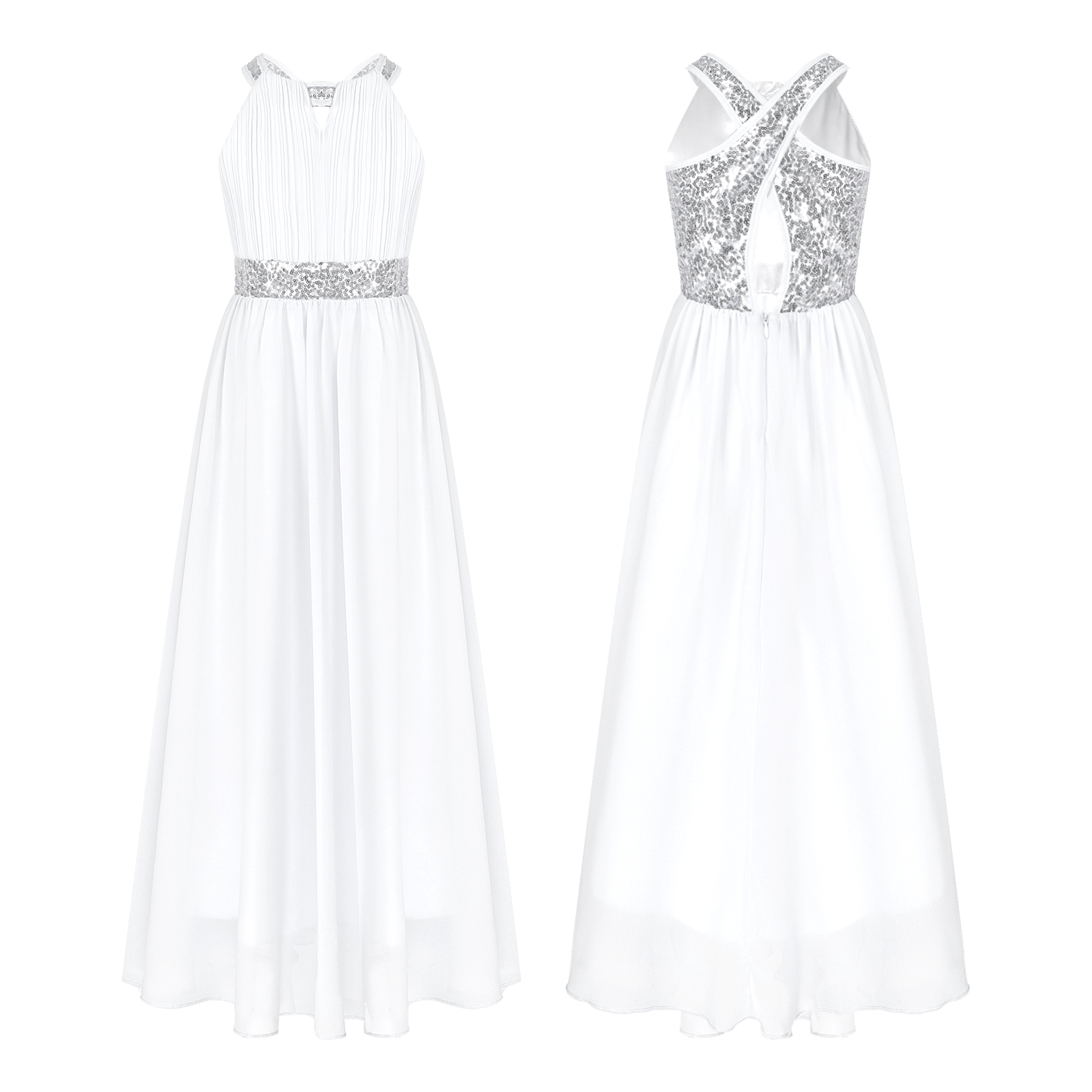 DPOIS Kids Chiffon Pleated Flower Girls Dresses - Walmart.com