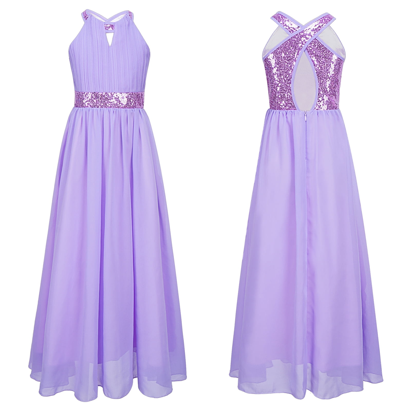 DPOIS Kids Chiffon Pleated Flower Girls Dresses - Walmart.com