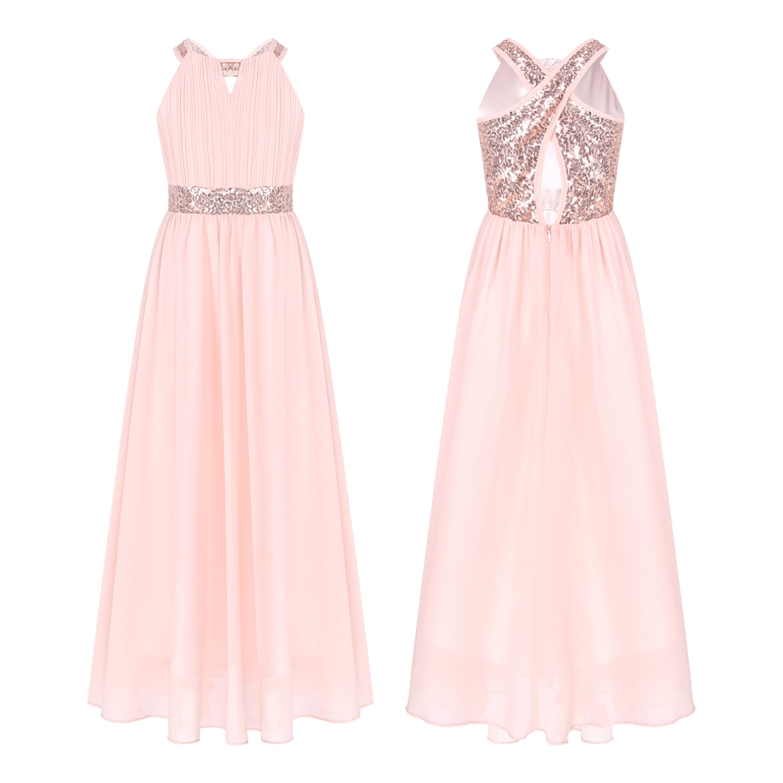 DPOIS Kids Chiffon Pleated Flower Girls Dresses - Walmart.com