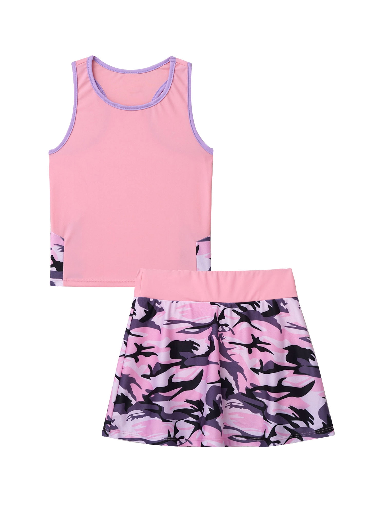 DPOIS Kids Children Girl Tennis Tank Tops with Golf Skort Workout Set ...