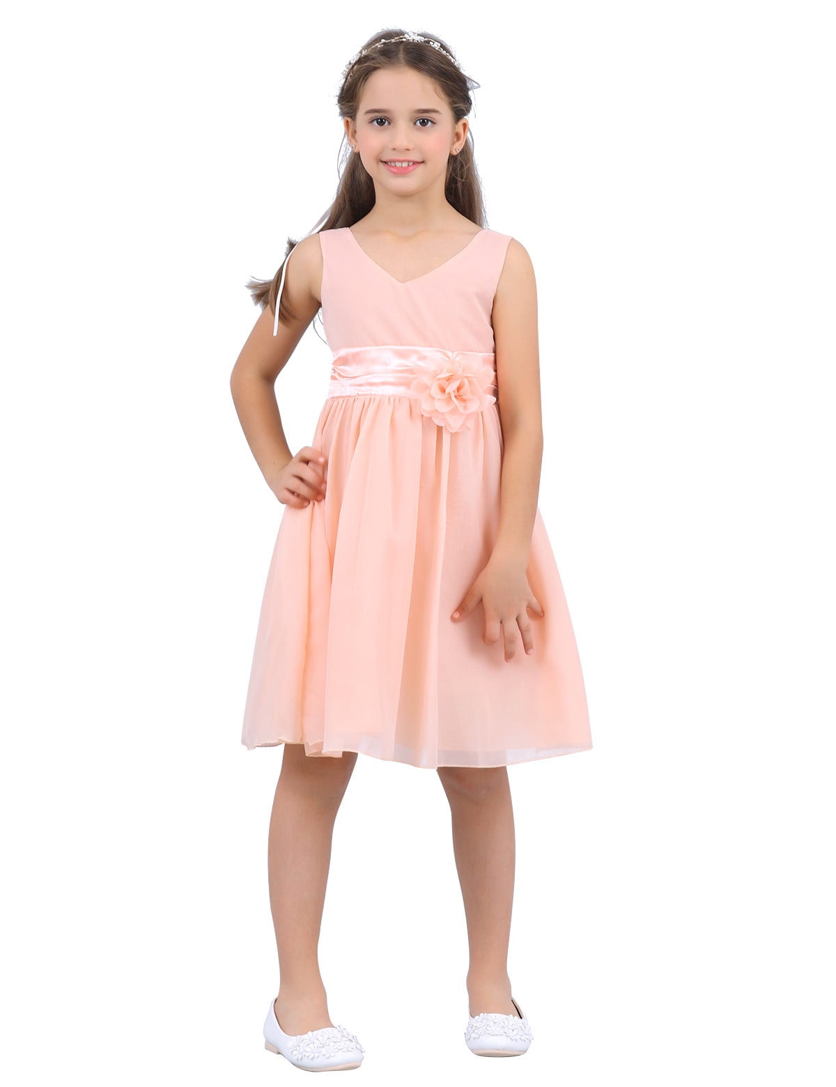 DPOIS Kids Flower Girls Elegant Sleeveless Wedding Party Formal Dress ...