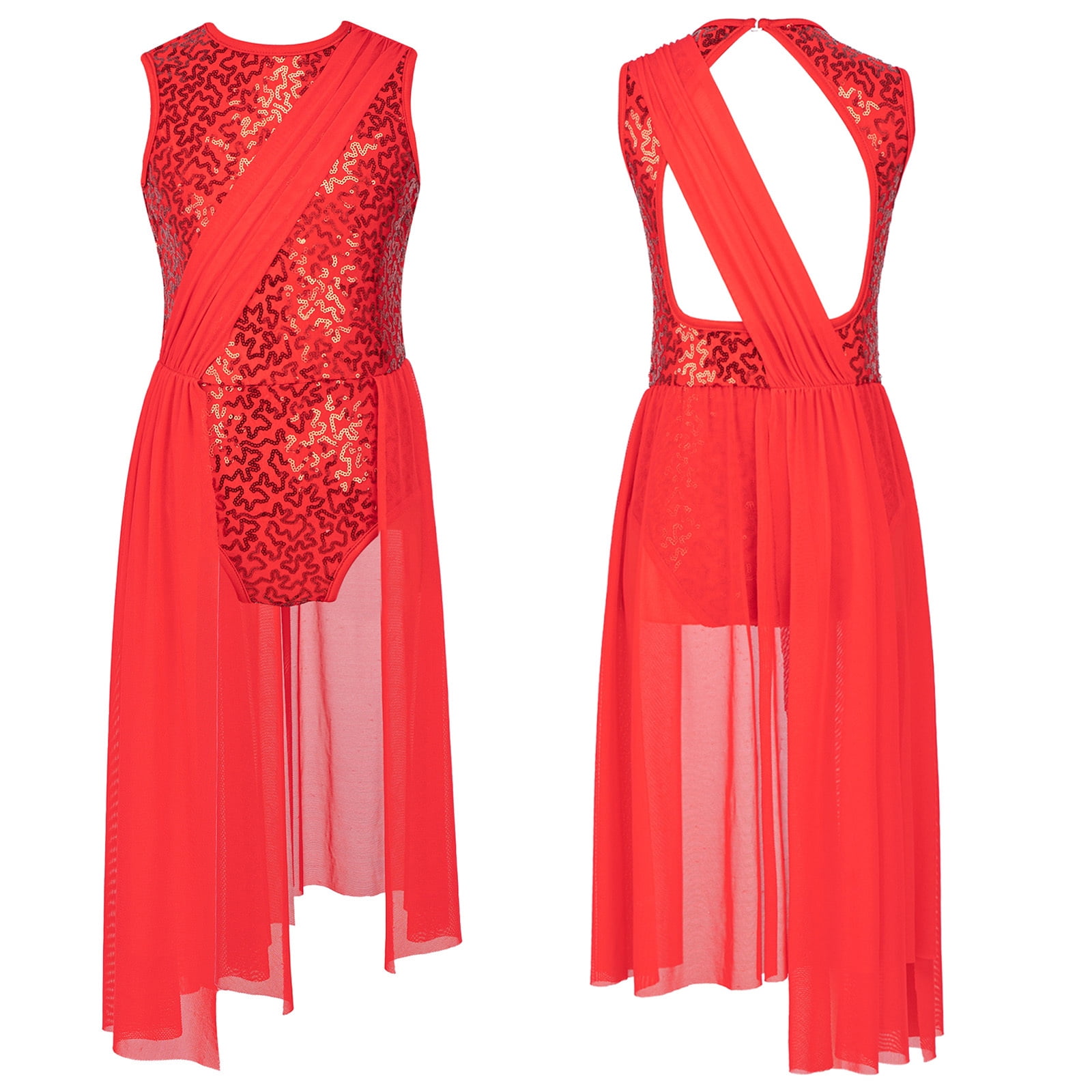 DPOIS Kids Girl's Shiny Sequins Lyrical Dance Dress - Walmart.com