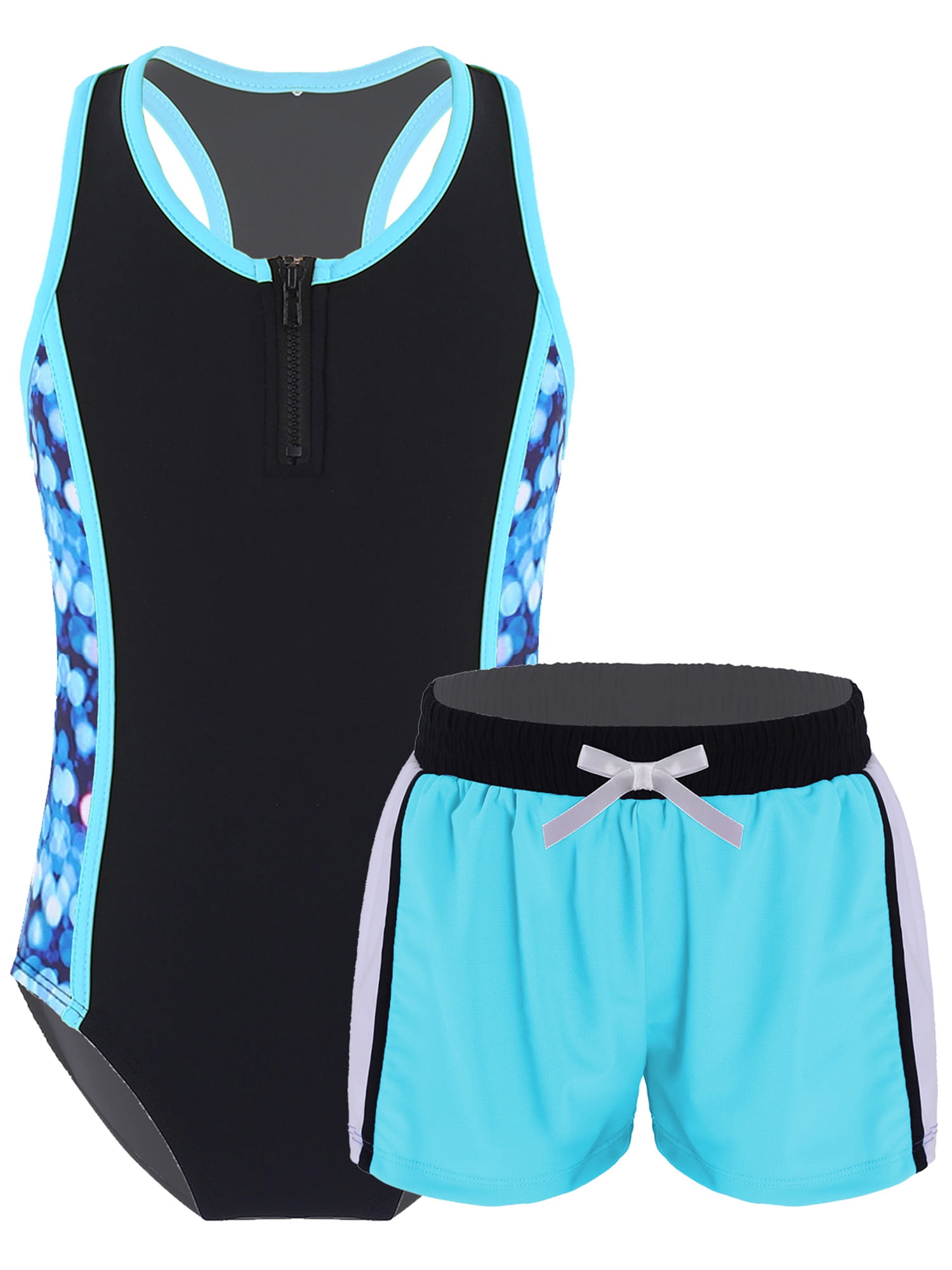 DPOIS Kids Girls 2Pcs Tankini Swimsuit Floral Print One-Piece Swimwear ...