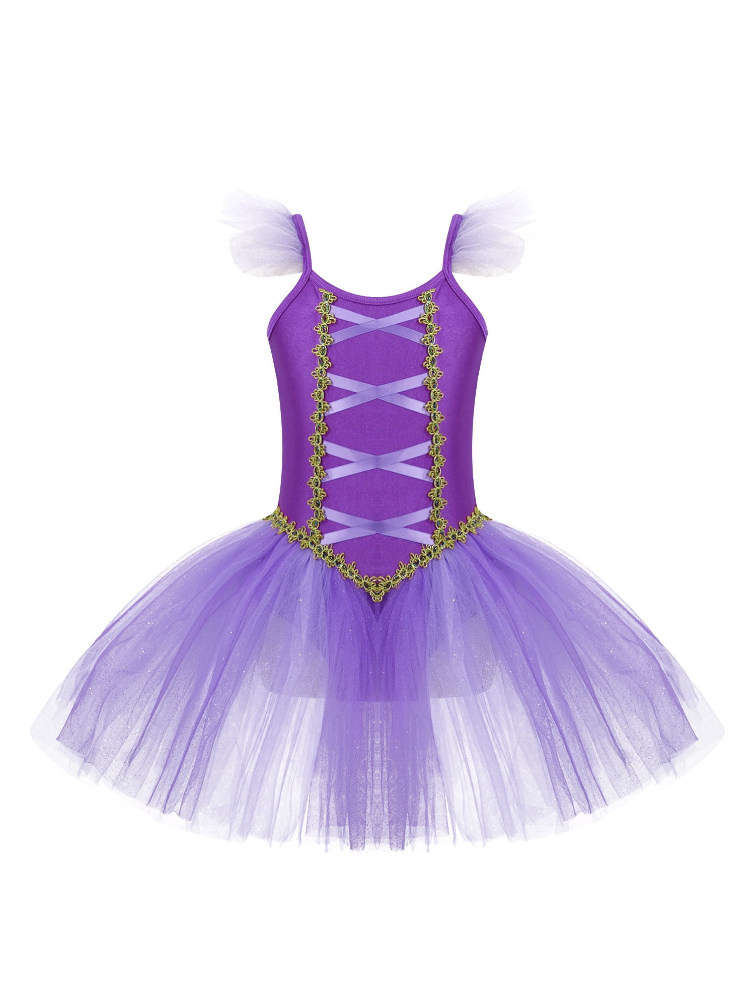 DPOIS Kids Girls Ballerina Costume Ballet Tutu Leotard Dress Purple 4 ...