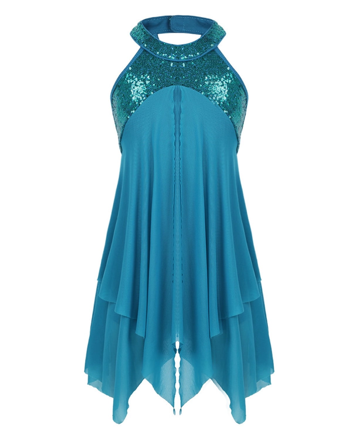 DPOIS Kids Girls Basic Shiny Sequin Lyrical Skating Modern Dance ...