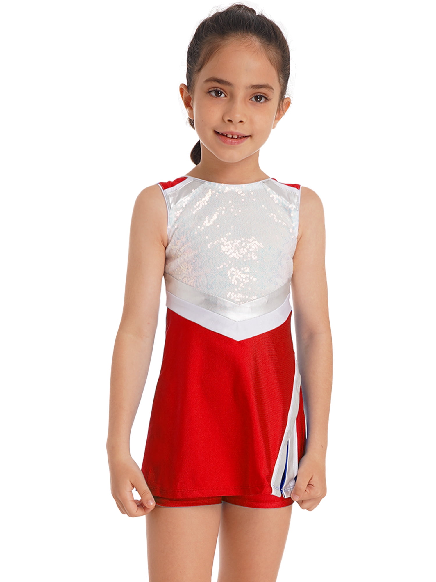 DPOIS Kids Girls Cheer Costume Cheer Leader Uniform Red 10 - Walmart.com