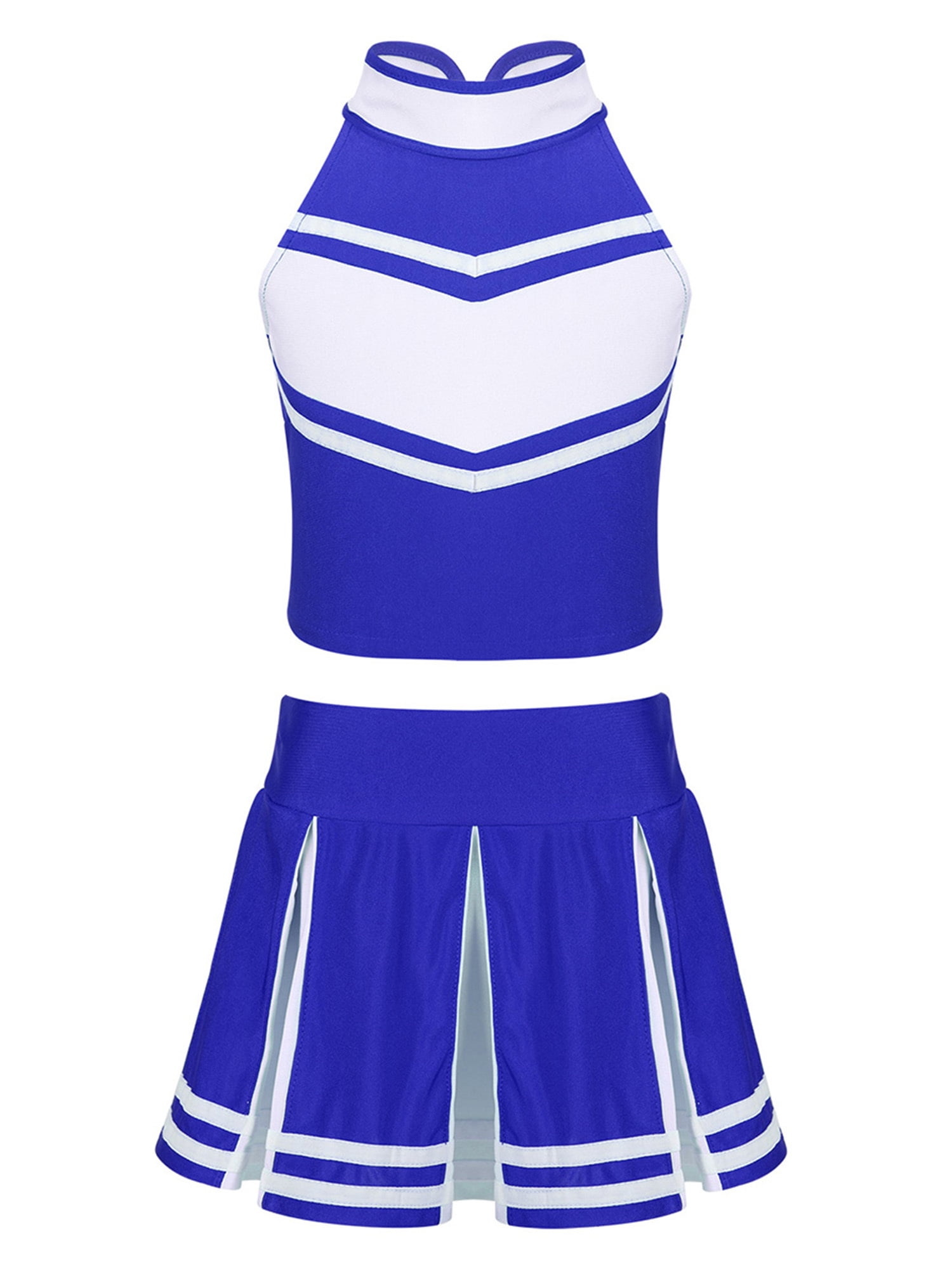 DPOIS Kids Girls Cheer Leader Costume Tops with Pleated Mini Skirt Set ...