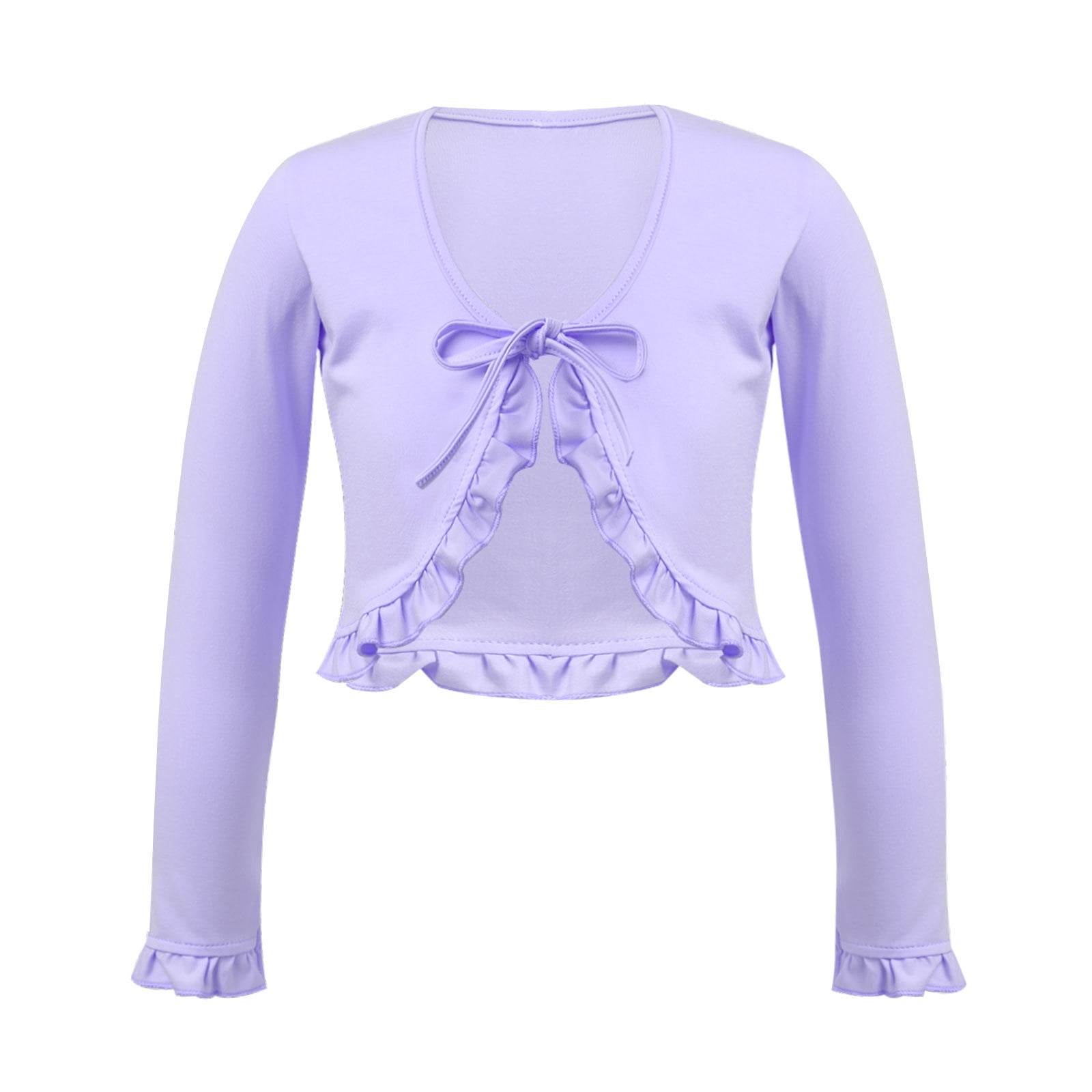 DPOIS Kids Girls Classic Long Sleeves Ballet Wrap Tops Front Knot ...
