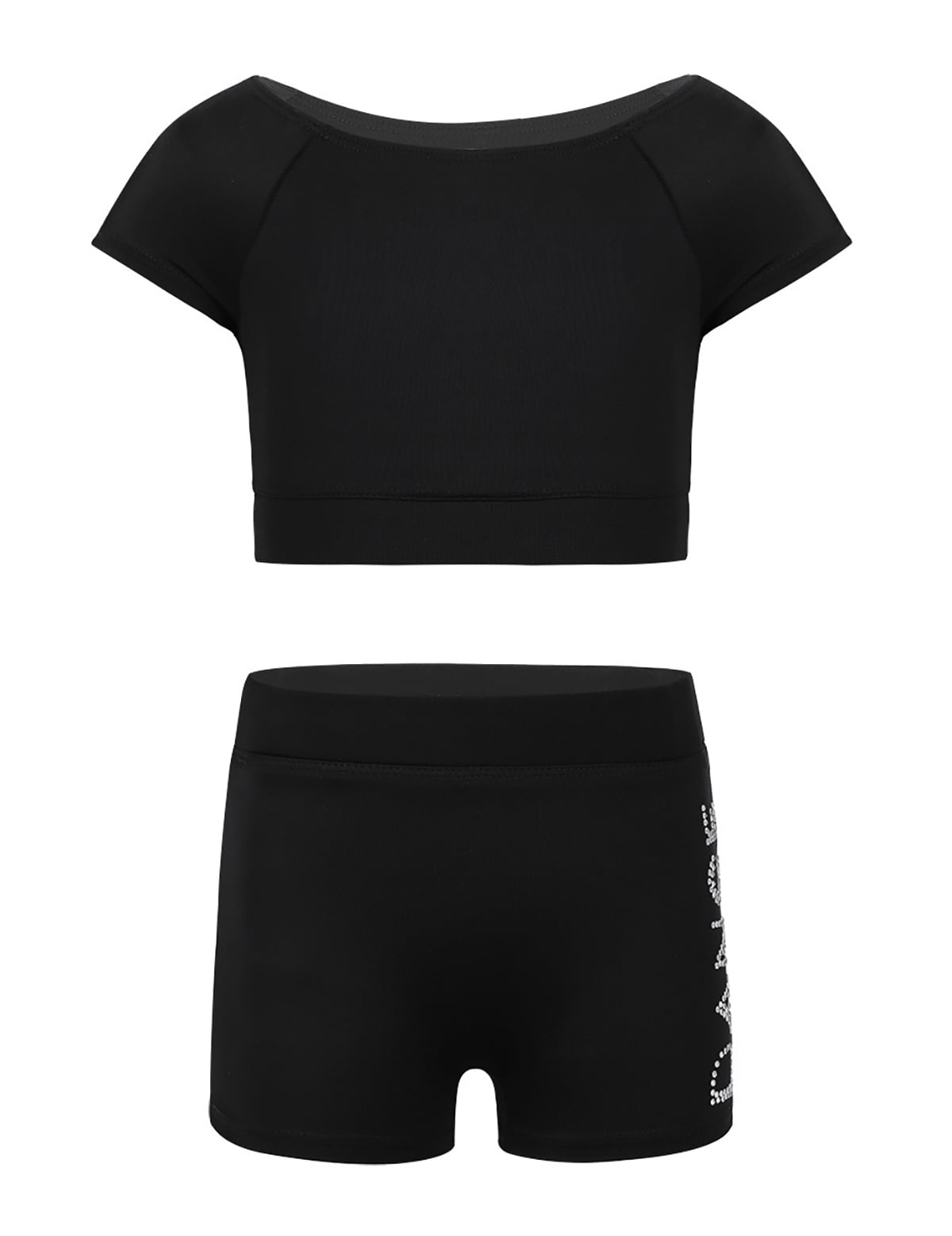 DPOIS Kids Girls Crop Tops with Booty Shorts Athletic Tracksuit Workout ...