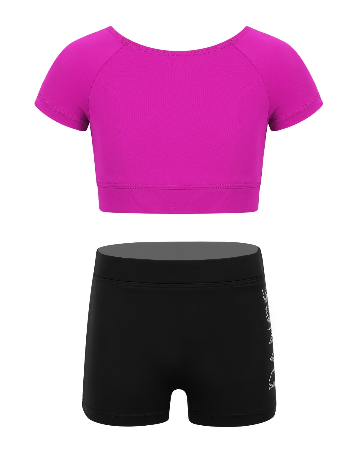 DPOIS Kids Girls Crop Tops with Booty Shorts Athletic Tracksuit Workout ...