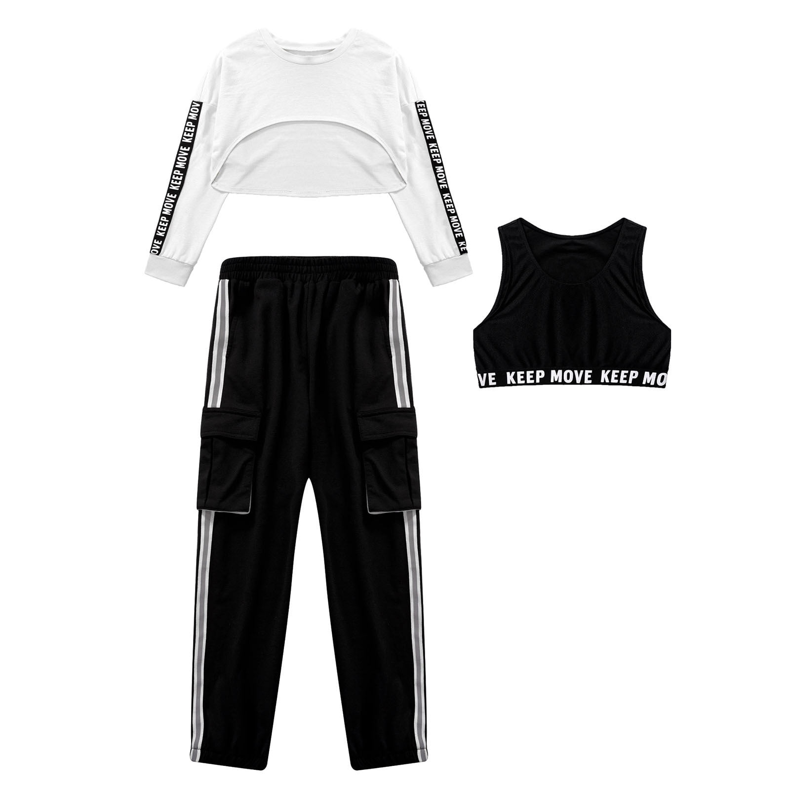 DPOIS Kids Girls Fashion Dance Suit Long Sleeves Top Vest and ...