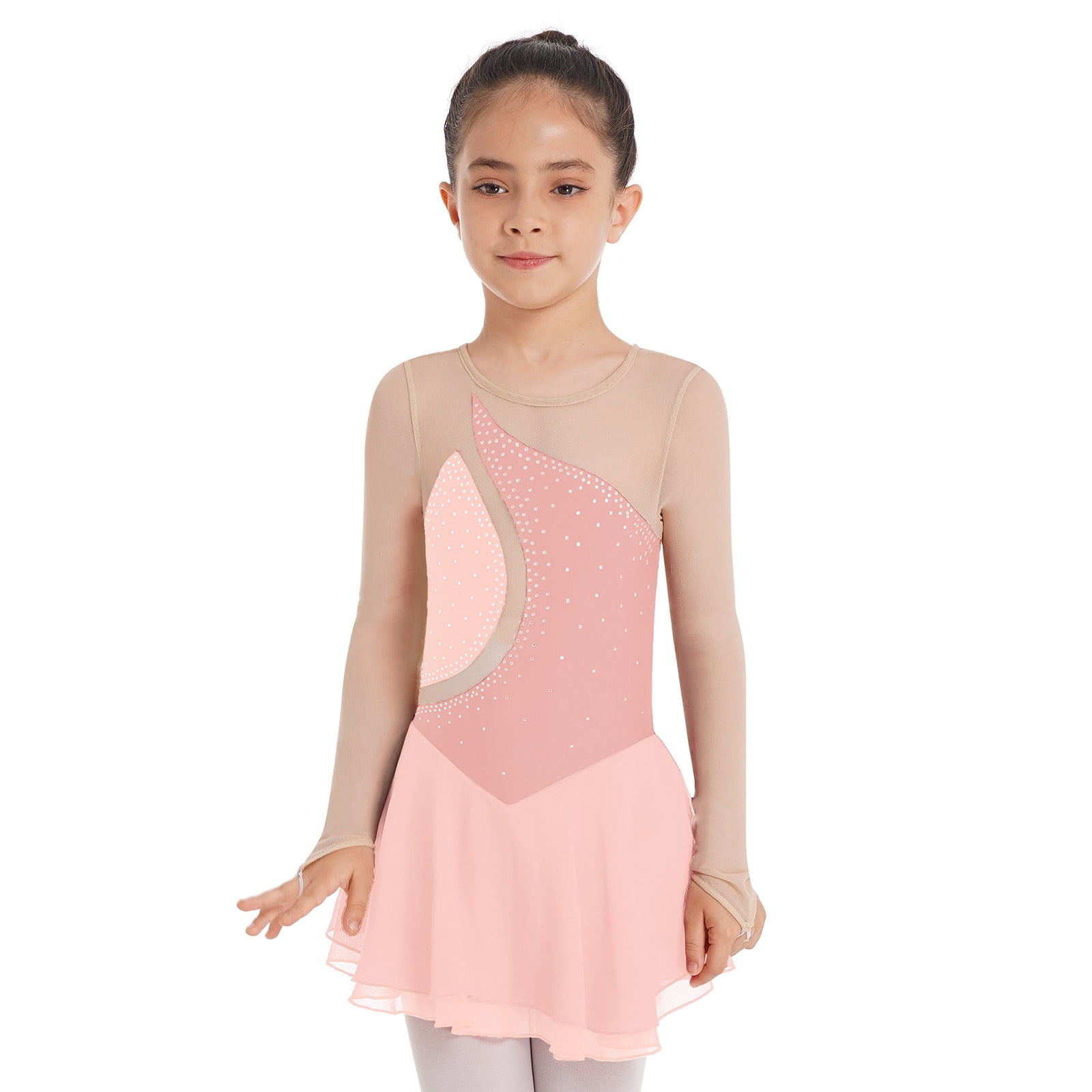 DPOIS Kids Girls Figure Ice Skating Leotard Dress Performance Costume ...