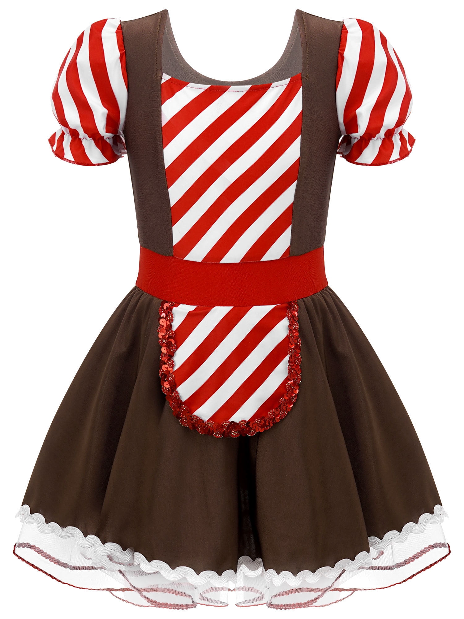 DPOIS Kids Girls Gingerbread Man Costume Christmas Elf Outfits A Coffee ...
