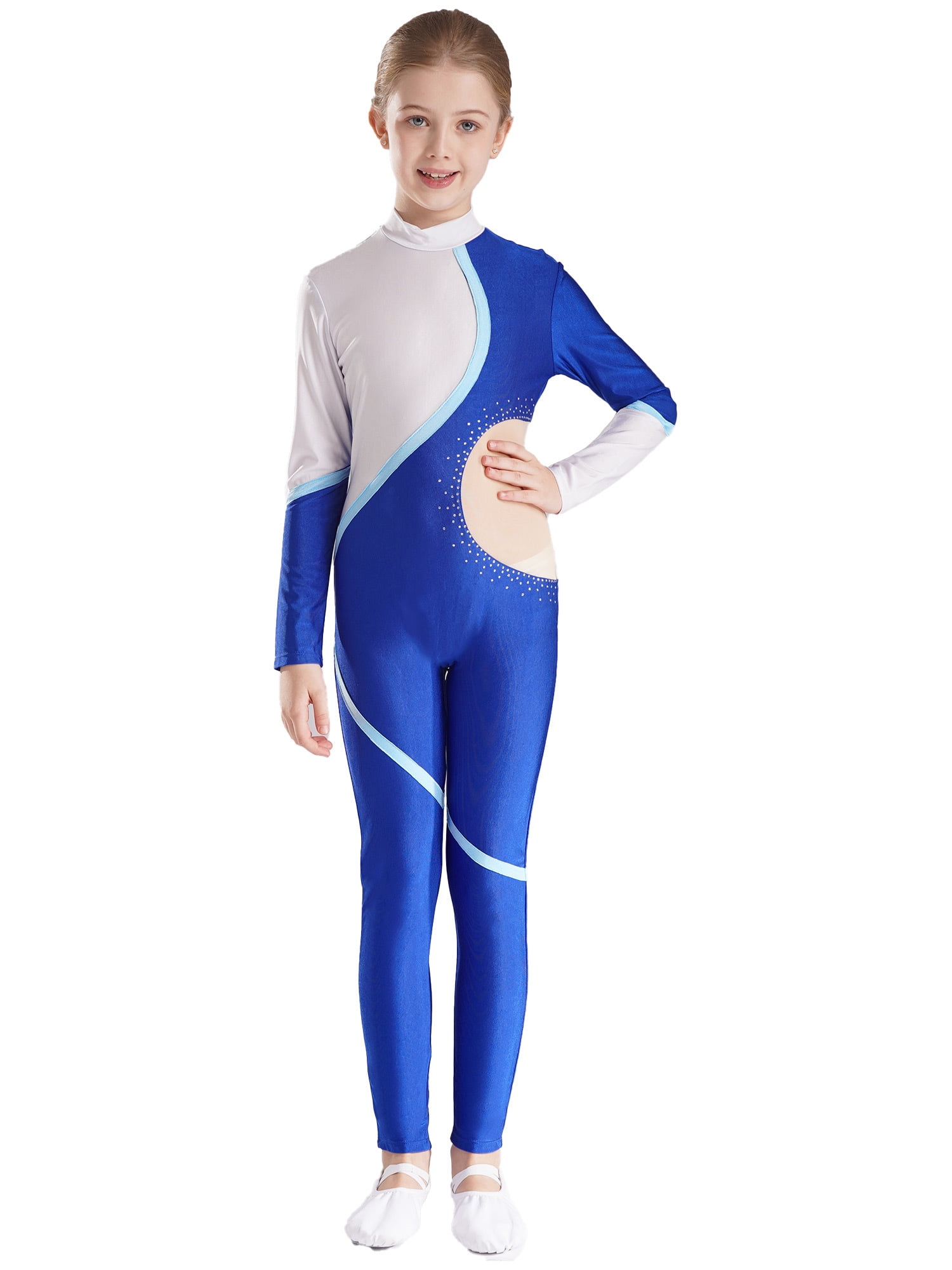 DPOIS Kids Girls Gymnastics Leotard Long Sleeve Full Body Unitard ...