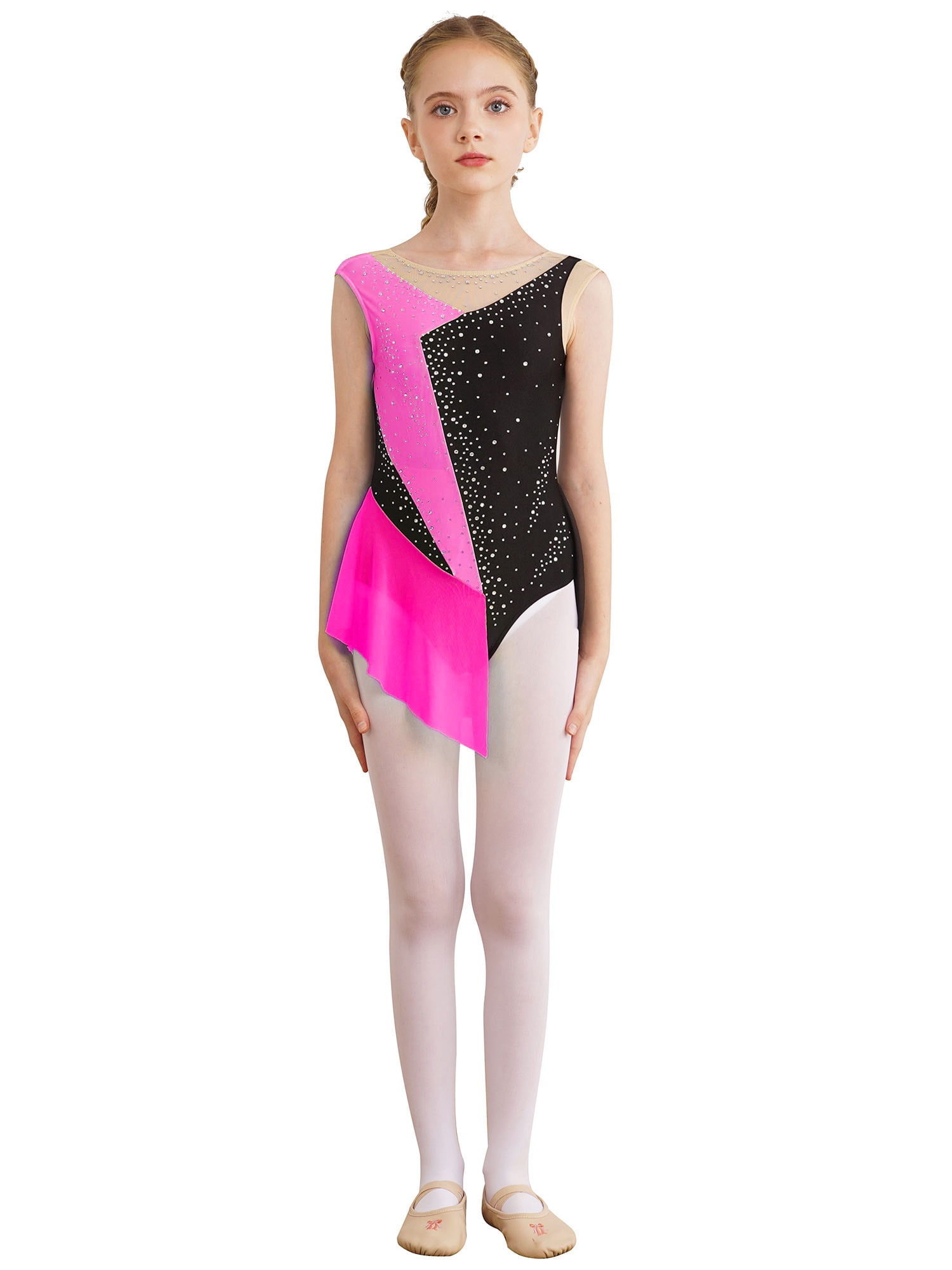 DPOIS Kids Girls Gymnastics Outfits Ballet Dance Skirted Leotard Dress ...