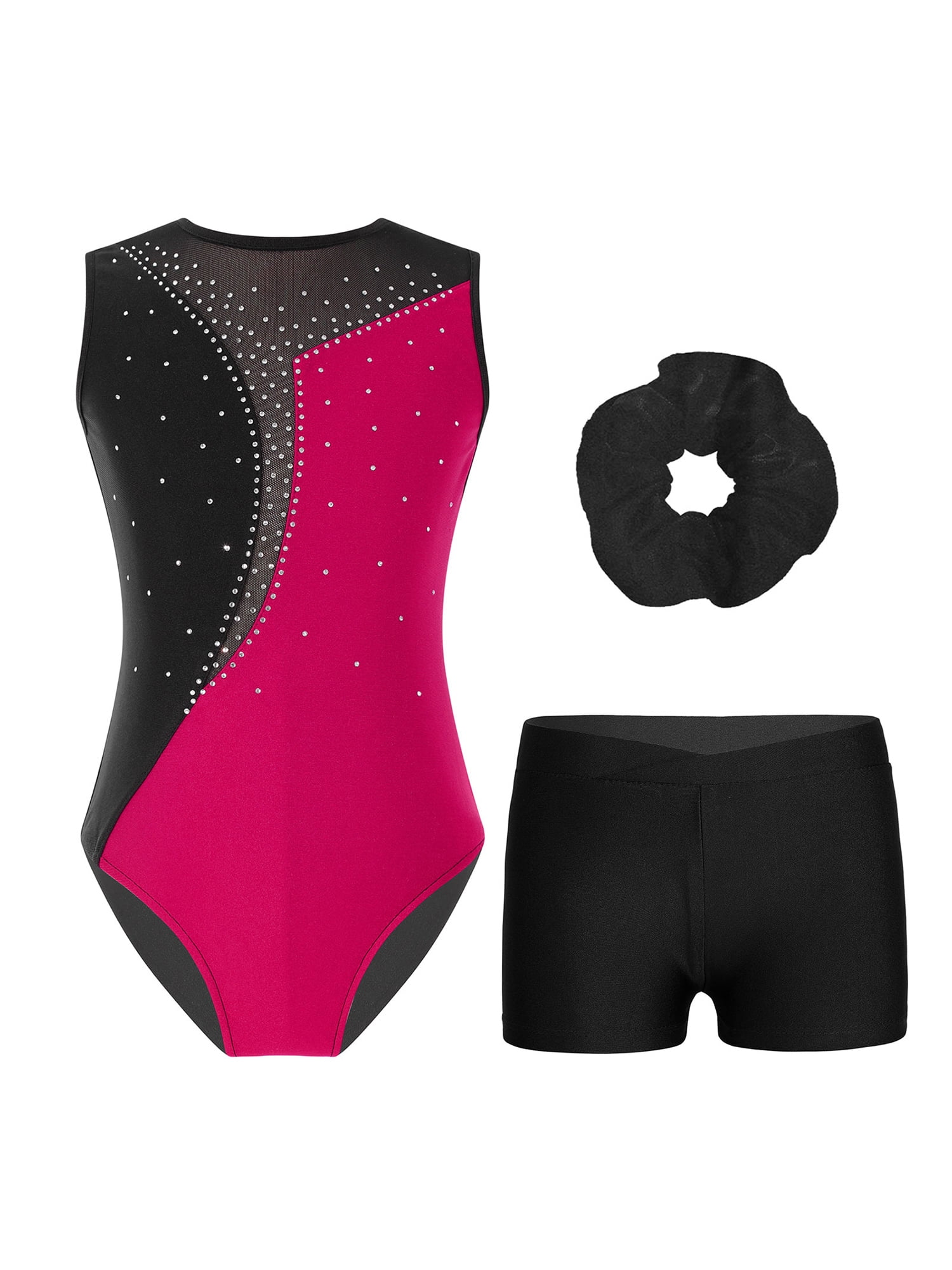 DPOIS Kids Girls Gymnastics Outfits Sleeveless Leotard with Shorts and ...