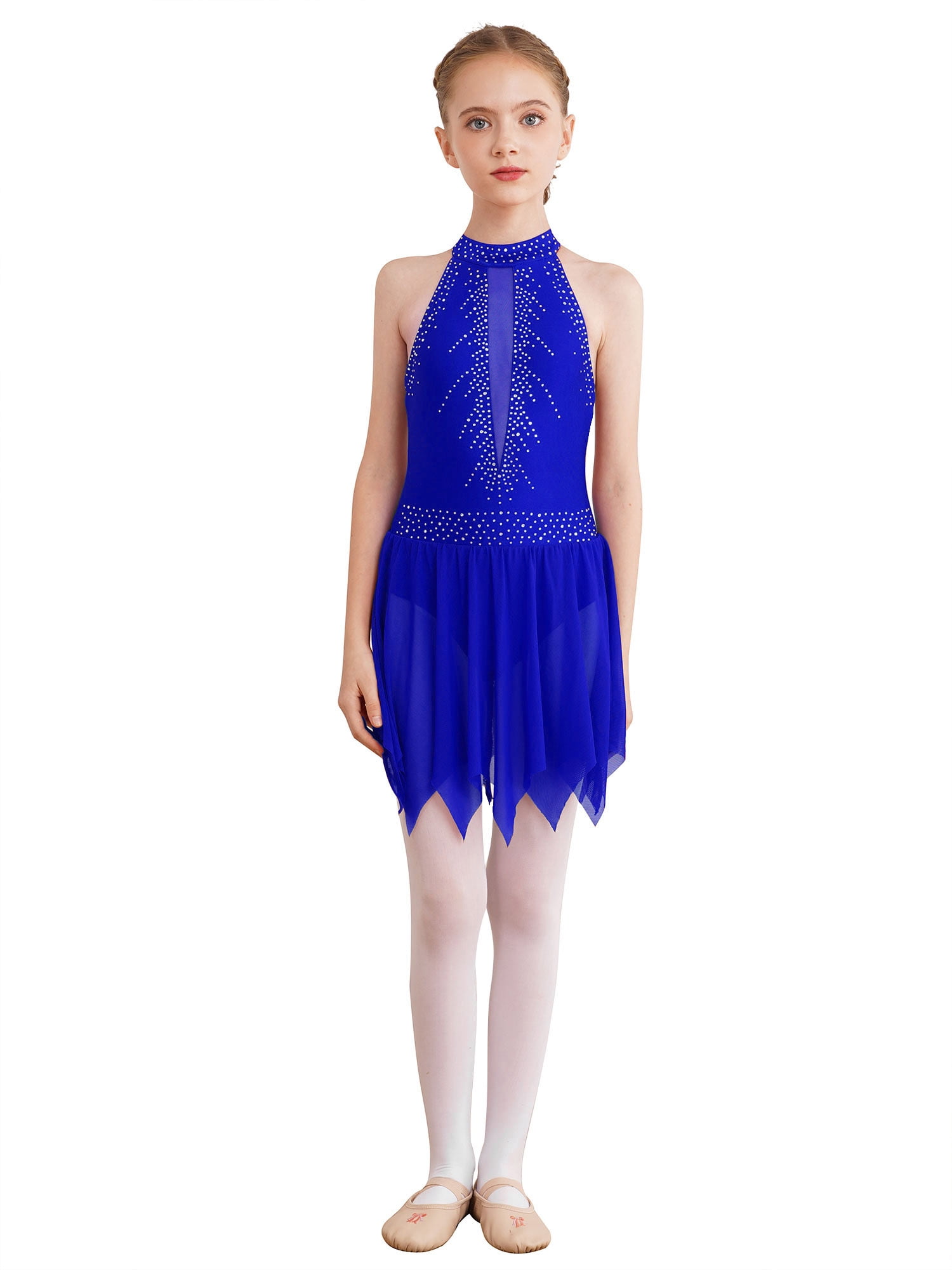 DPOIS Kids Girls Gymnastics Tutu Skirt Figure Ice Skating Dance Leotard ...