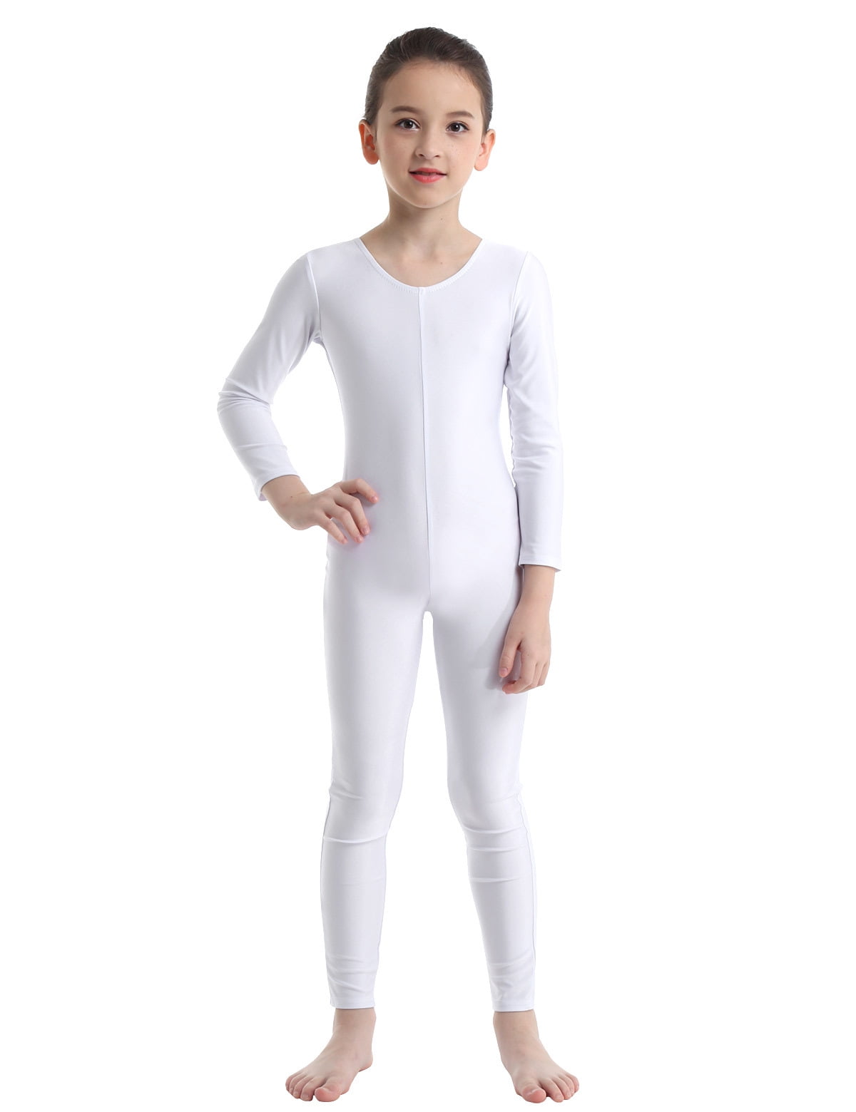 DPOIS Kids Girls Long Sleeve Unitard Leotard Jumpsuit Full Length ...