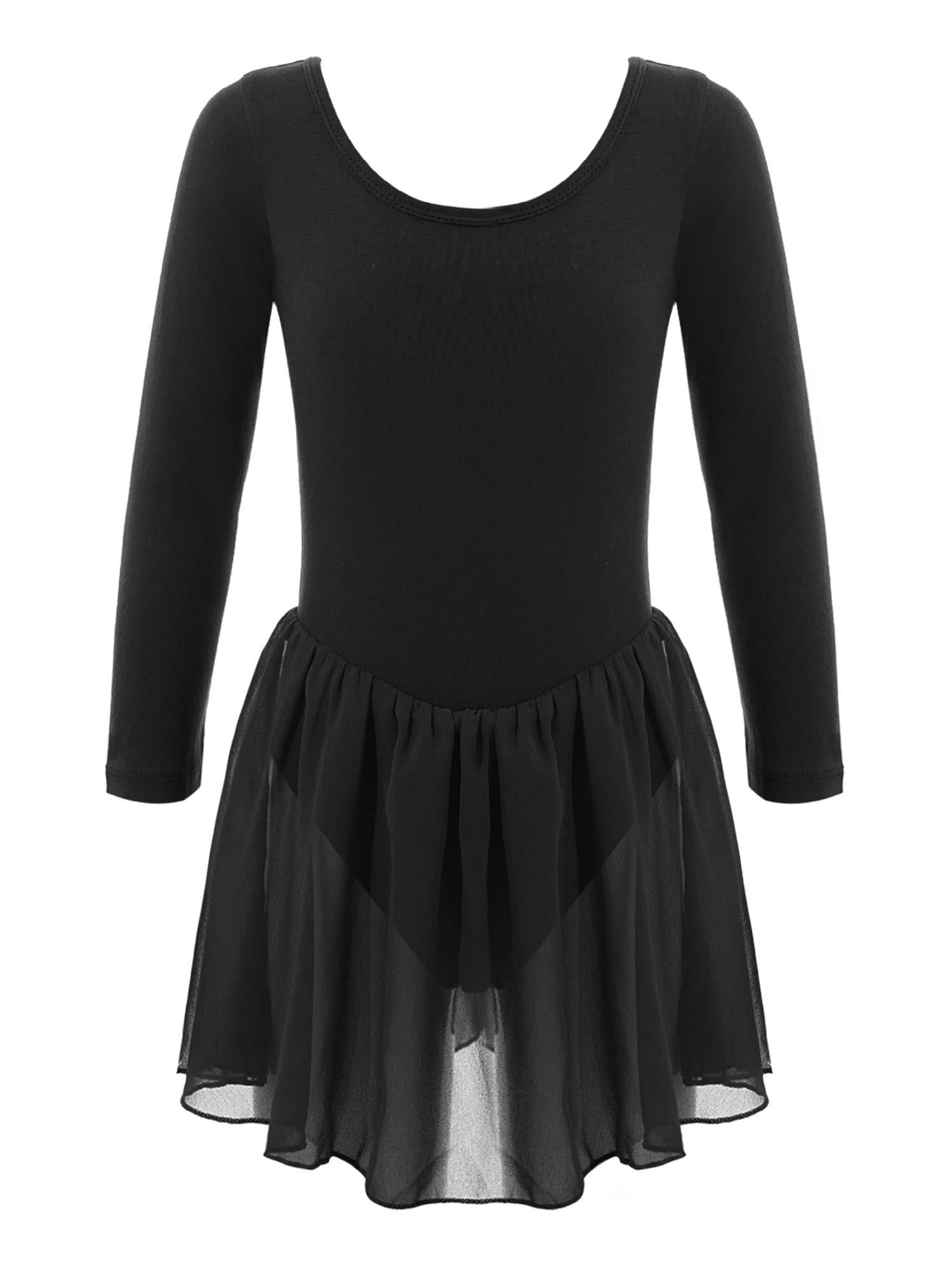 DPOIS Girls Ballet Leotard Dress, Gymnastics Bodysuit, Long Sleeve ...