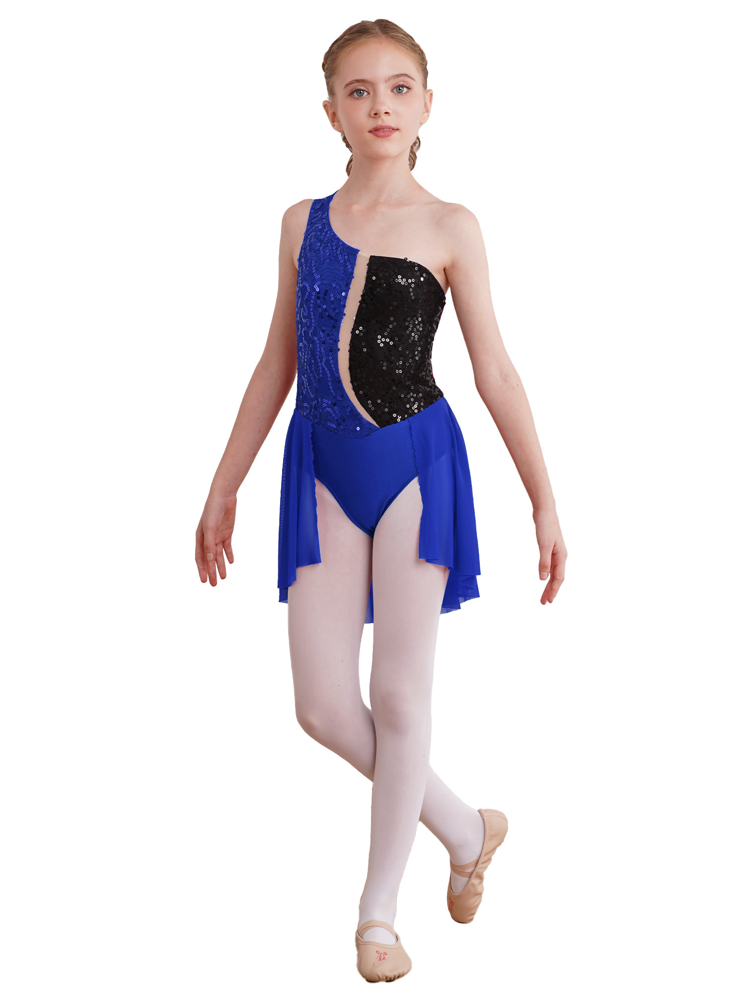 DPOIS Kids Girls Lyrical Dance Dress Skirted Leotard Ballroom Costume ...