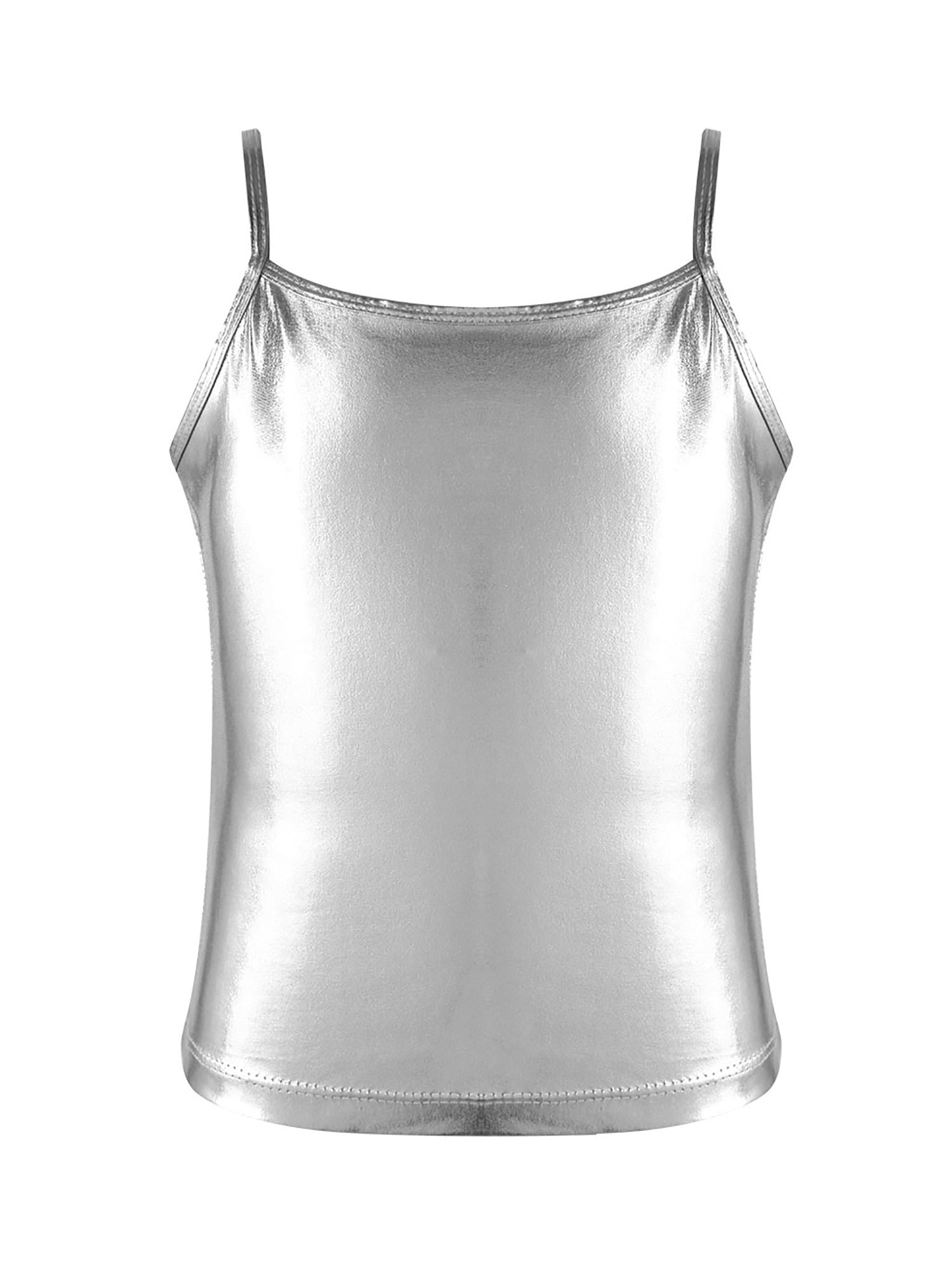 DPOIS Kids Girls Metallic Camisole Tops Sports Tank Vest Silver 4 ...