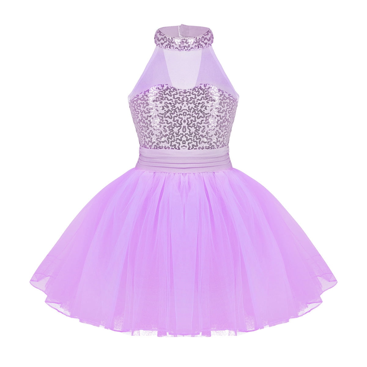 DPOIS Kids Girls Mock Neck Sequin Ballet Dancewear Gymnastics Leotard ...