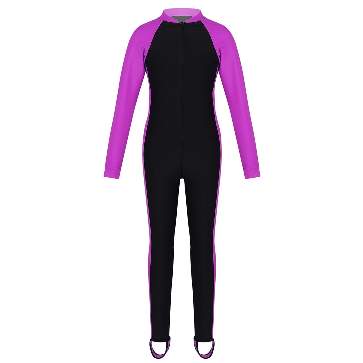 DPOIS Kids Girls One Piece Rash Guard Flower Print Zipper Up UV ...