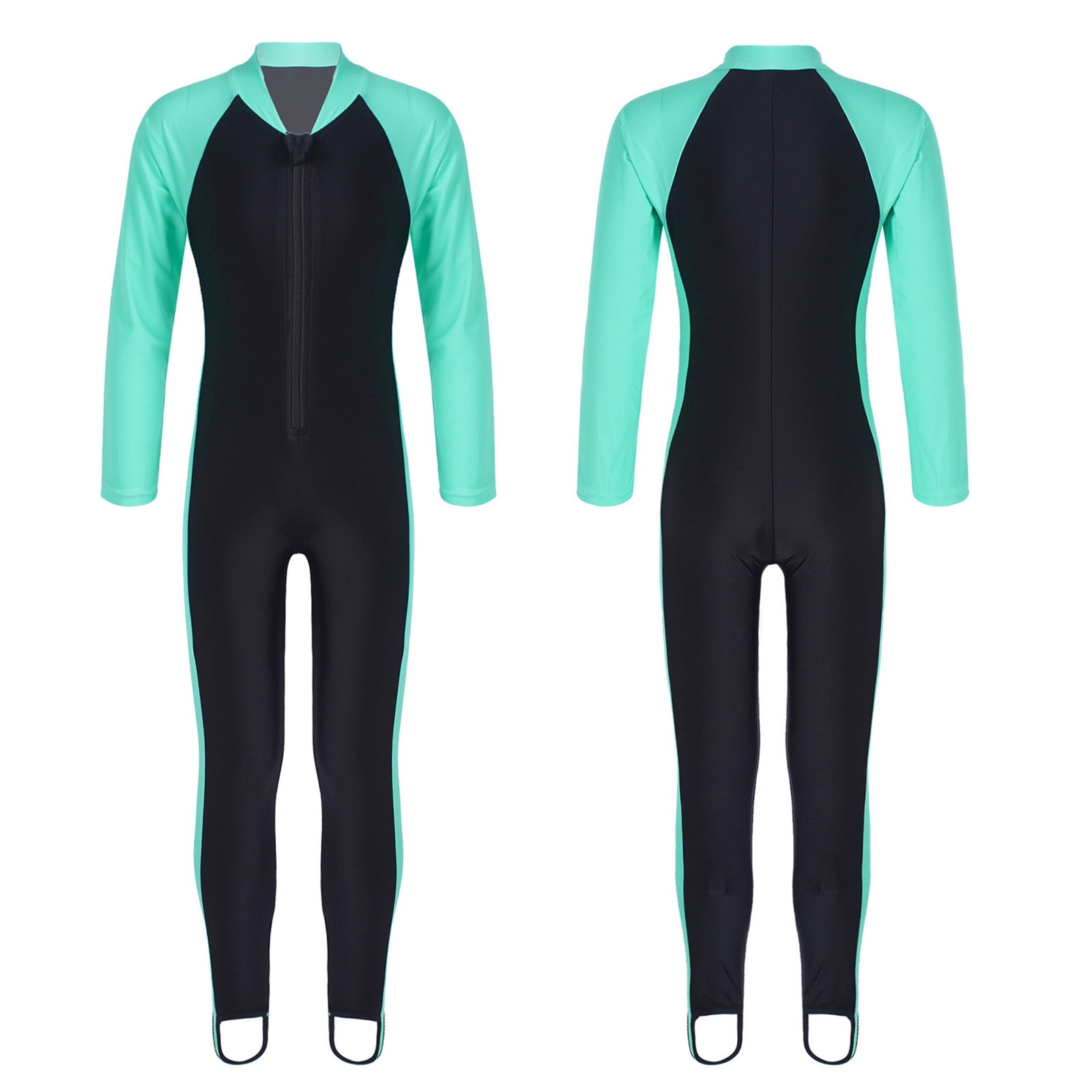 DPOIS Kids Girls One Piece Rash Guard Flower Print Zipper Up UV ...