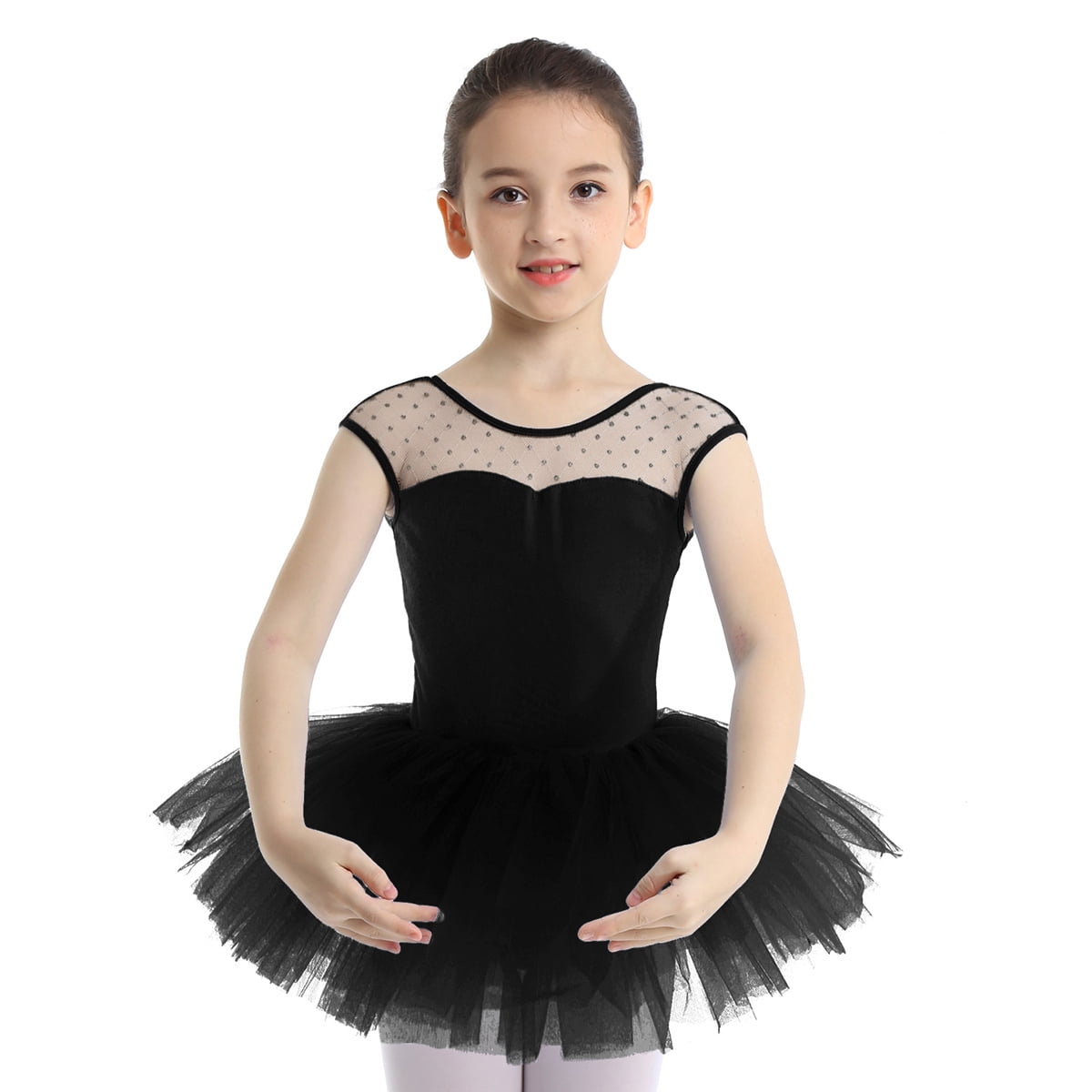 DPOIS Kids Girls One Piece Sleeveless U Shaped Back Ballet Tutu Dress ...