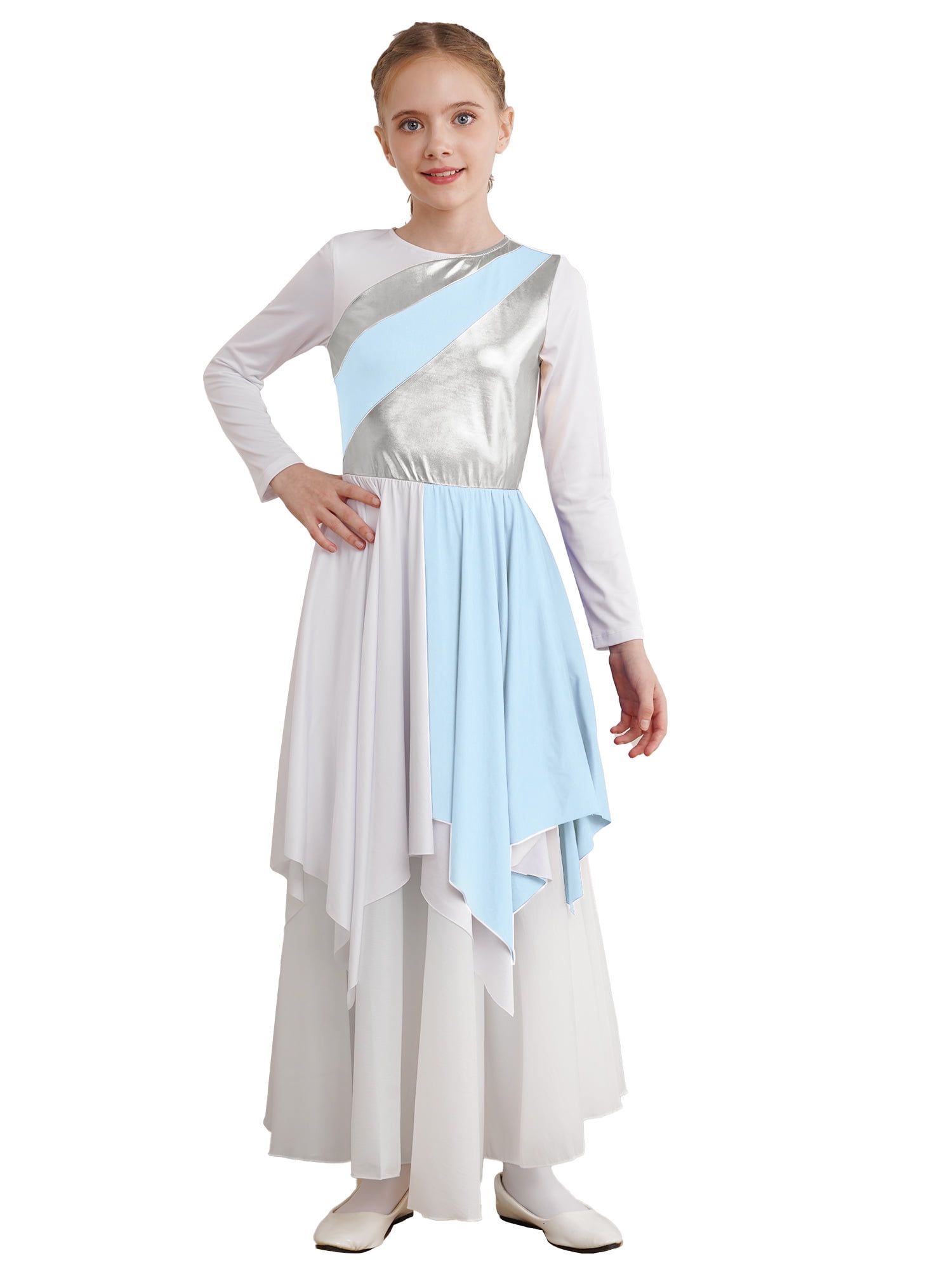 DPOIS Kids Girls Praise Dance Dress Liturgical Dancewear Church Worship ...