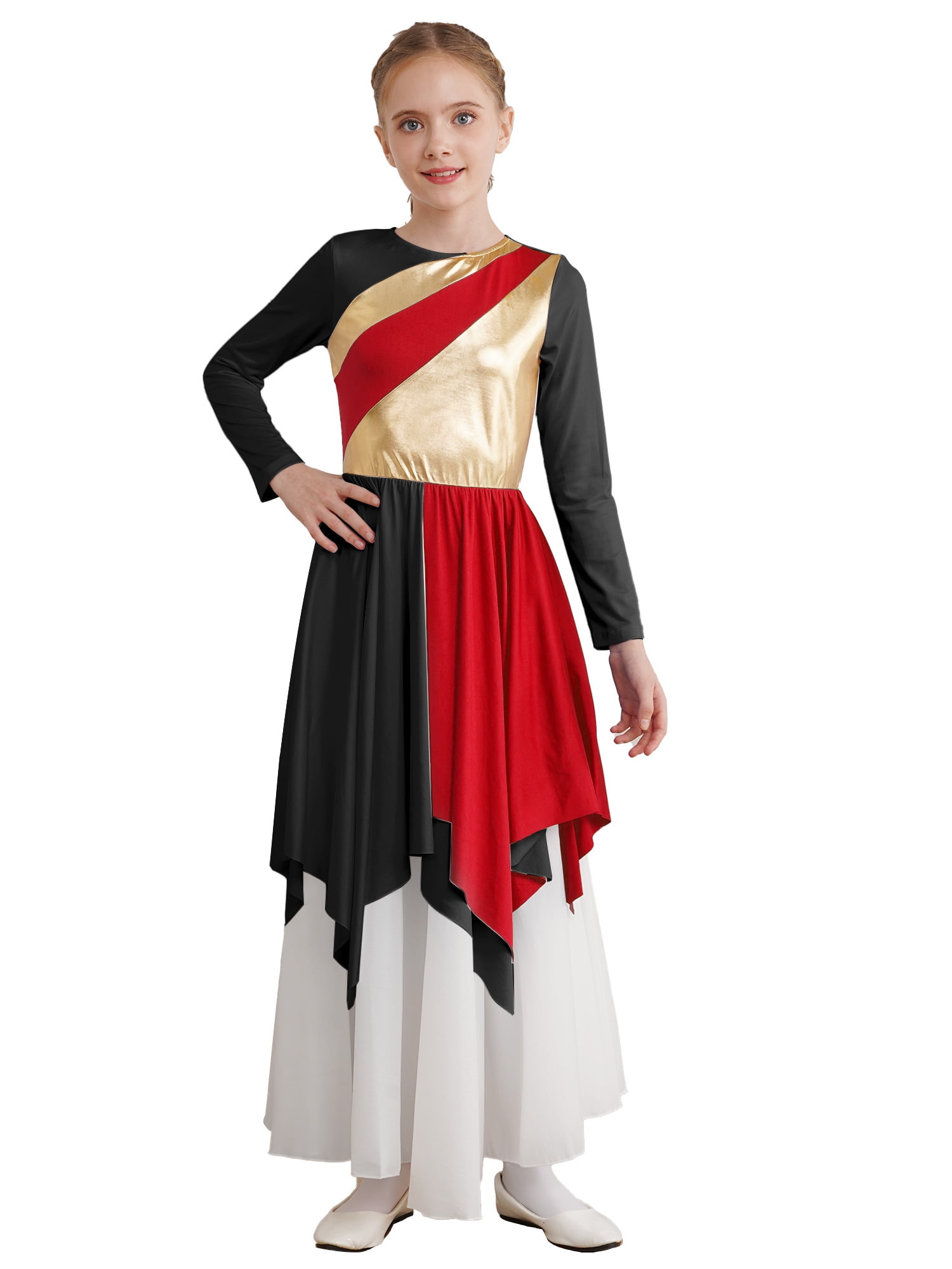 DPOIS Kids Girls Praise Dance Dress Liturgical Dancewear Church Worship ...