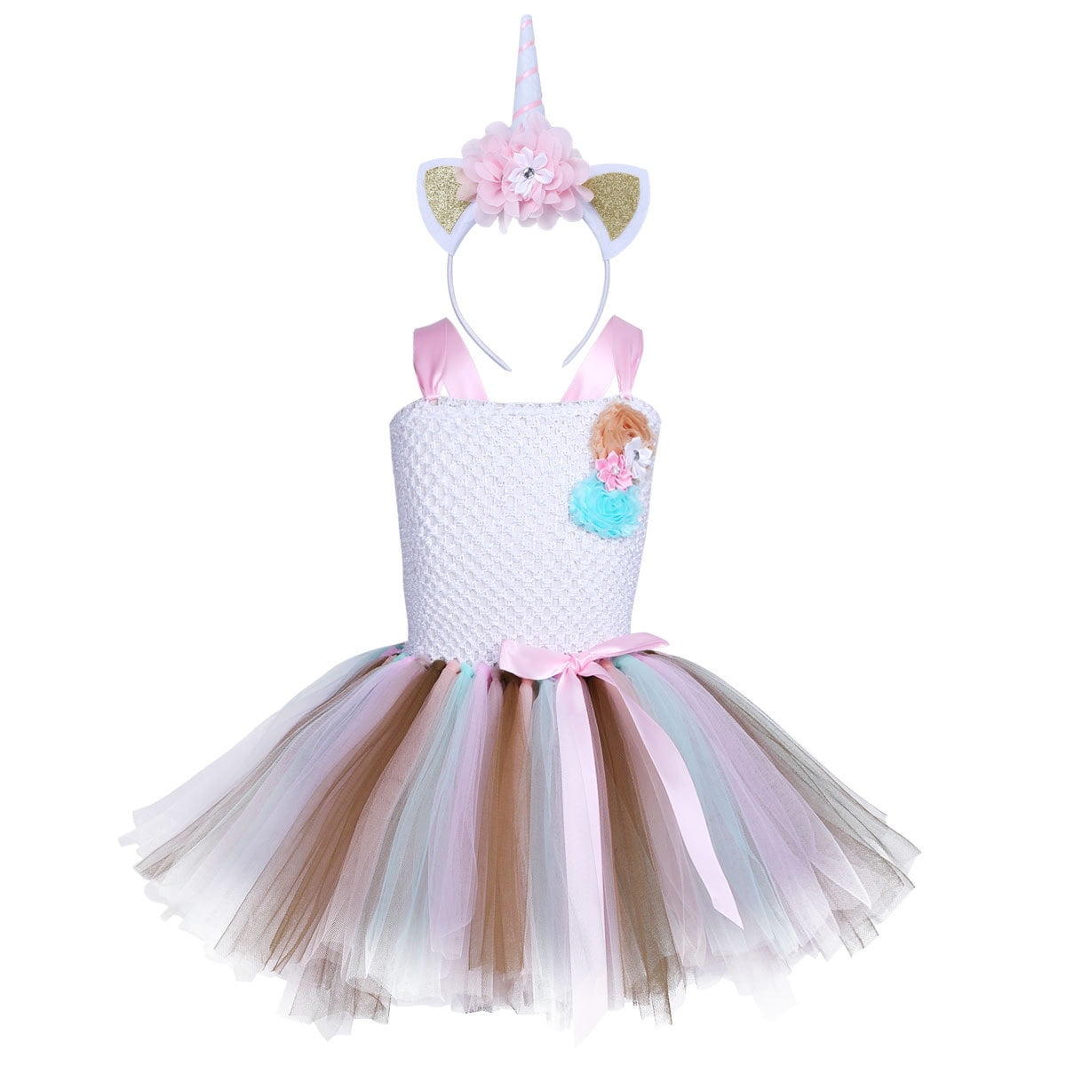 DPOIS Kids Girls Rainbow Cartoon Tutu Dress Princess Costume - Walmart.com