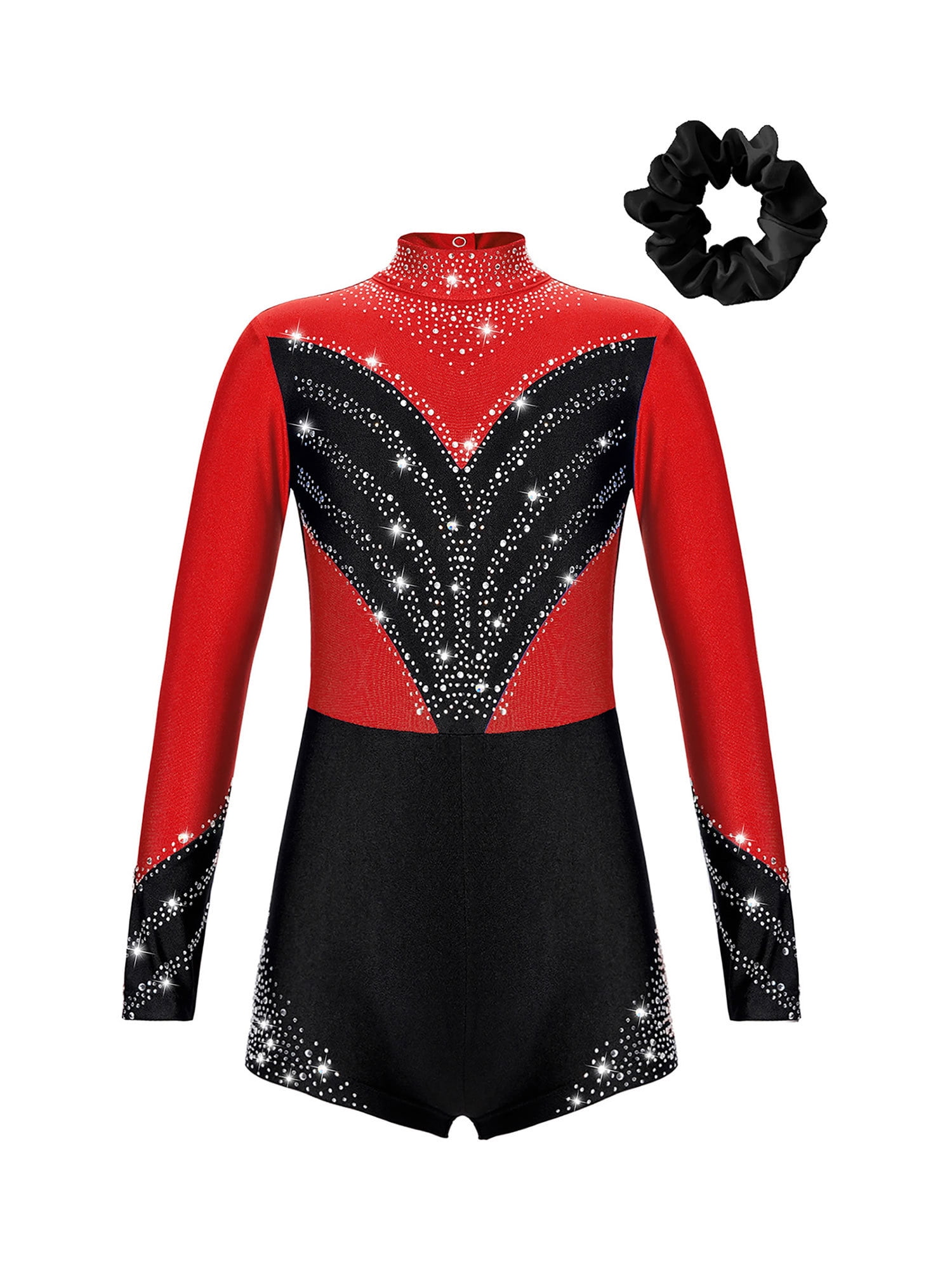 DPOIS Kids Girls Rhinestone Shiny Long Sleeve Gymnastic Leotard Dance ...