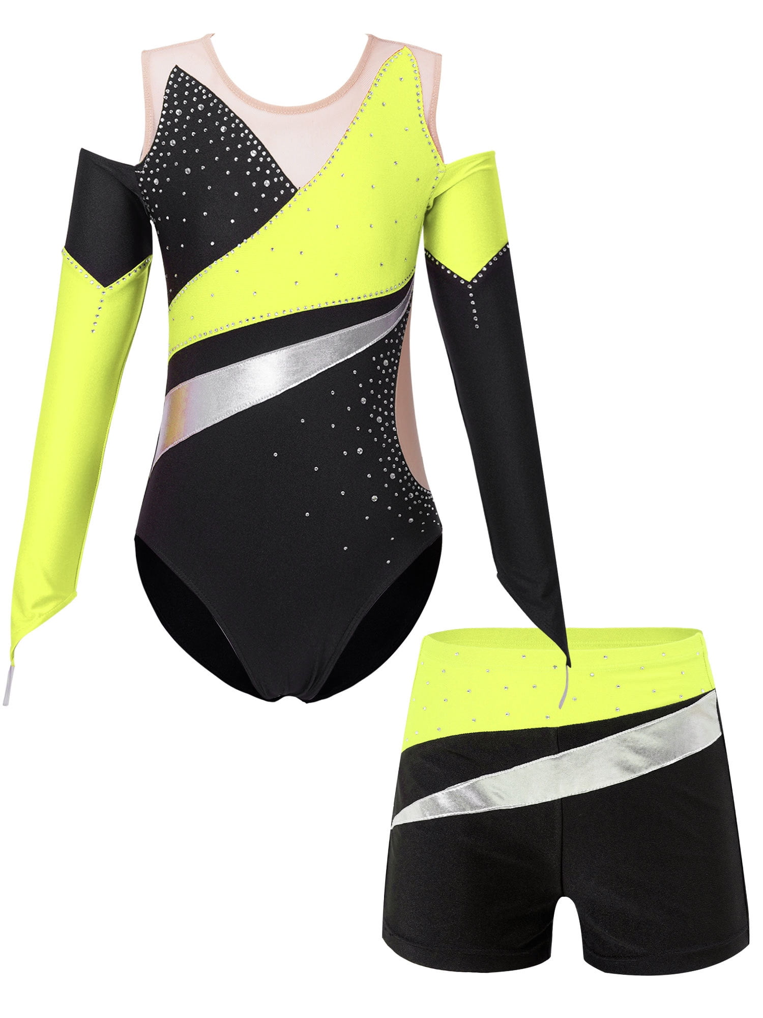 DPOIS Kids Girls Sequin Ballet Gymnastic Dance Leotard with Shorts ...