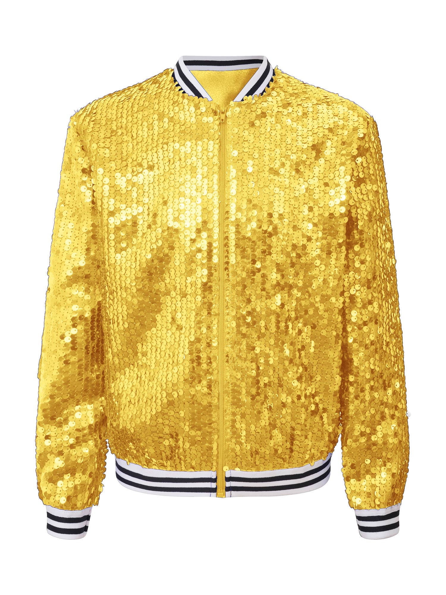 DPOIS Kids Girls Sequin Bomber Jacket Sparkle Long Sleeve Hip Hop ...