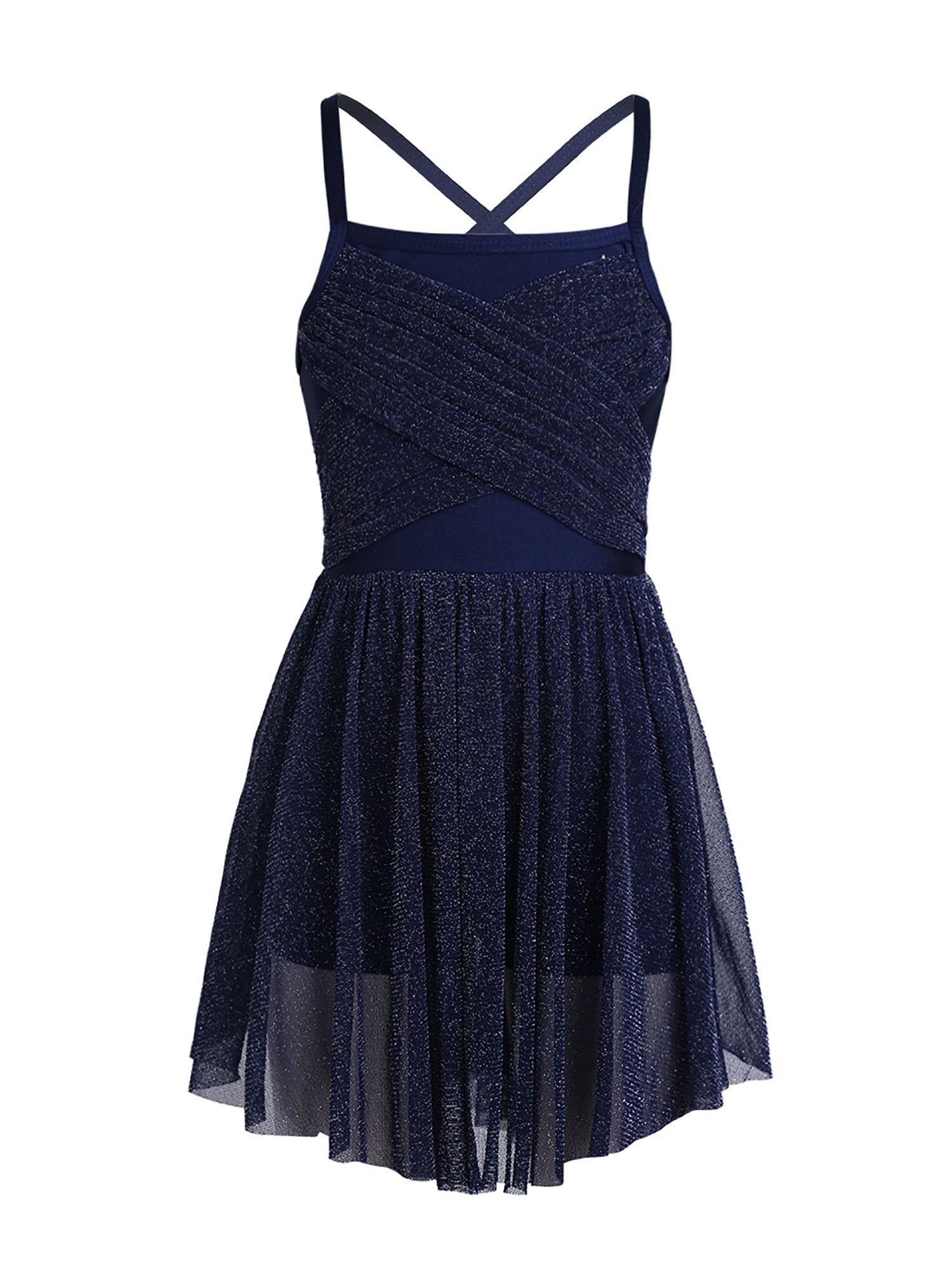 DPOIS Kids Girls Shiny Sequins Gymnastic Ballet Leotard Dress Dancewear ...