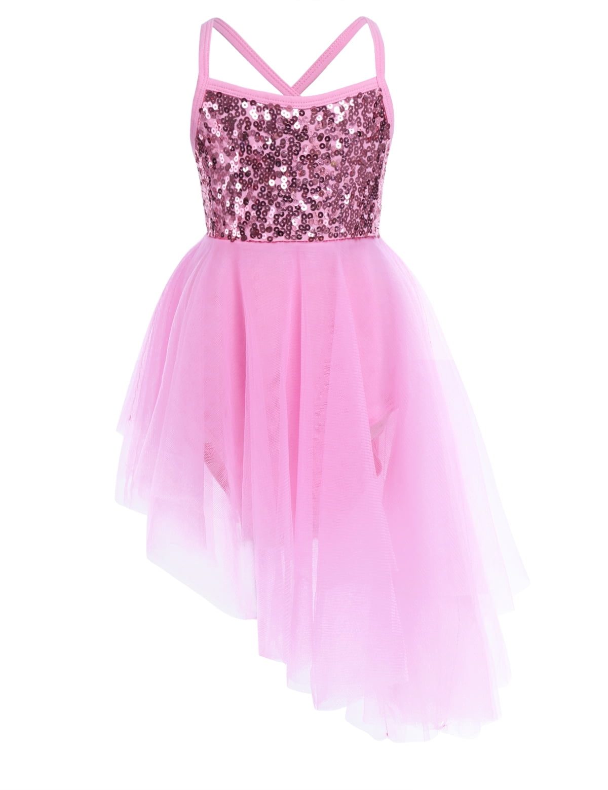 DPOIS Kids Girls Shiny Sequins Spaghetti Strap Ballet Dance Leotard ...
