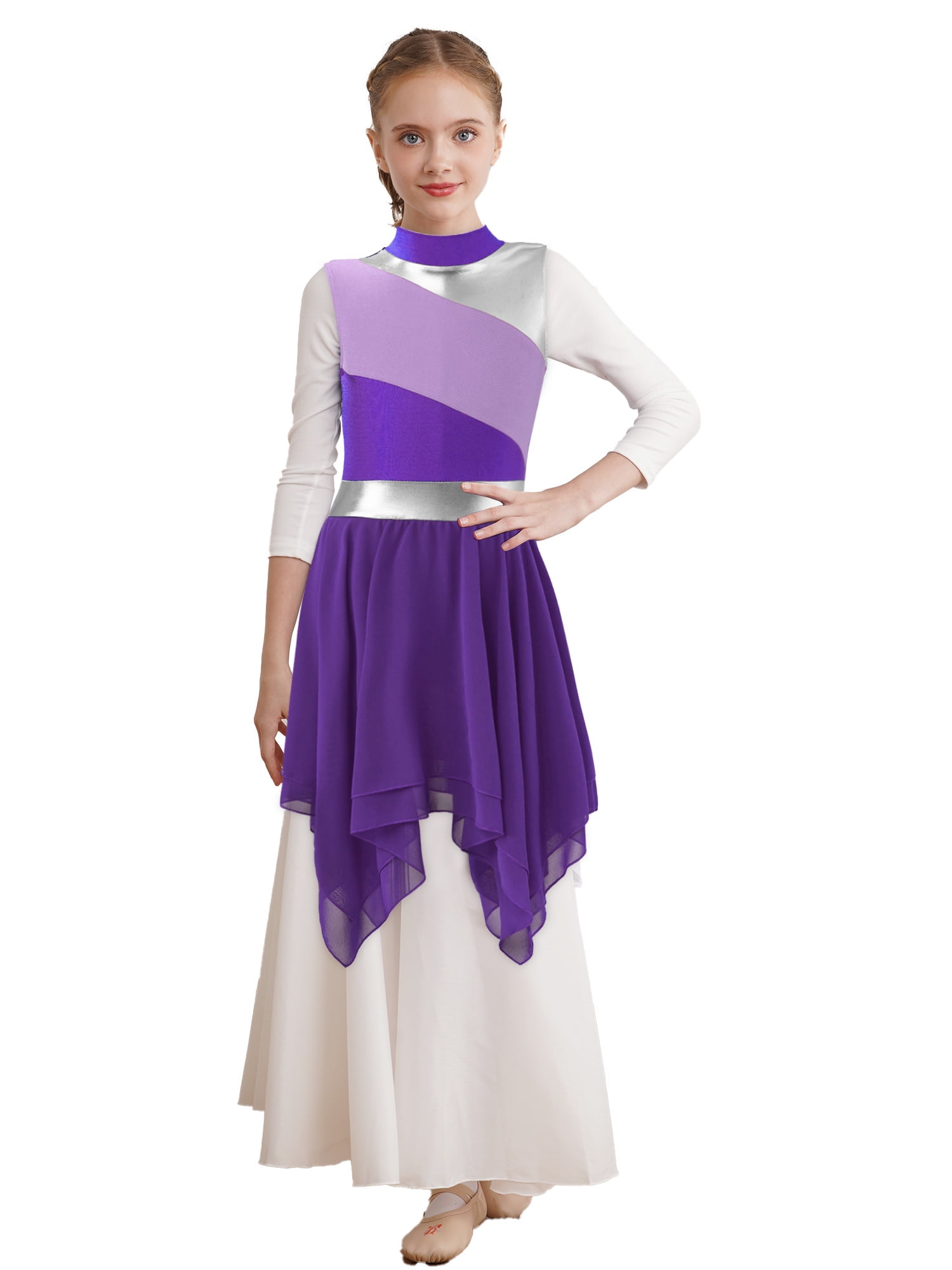 DPOIS Kids Girls Sleeveless Praise Dance Dress Liturgical Worship ...