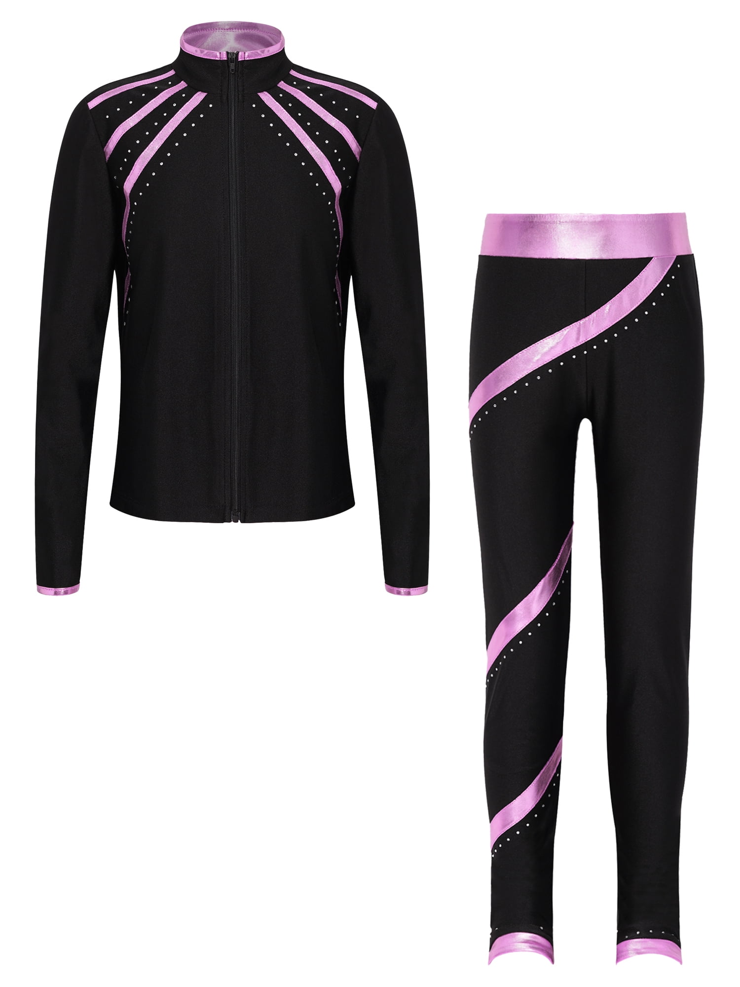 DPOIS Kids Girls Sport Outfits Long Sleeve Gymnastics Tops Jacket with ...