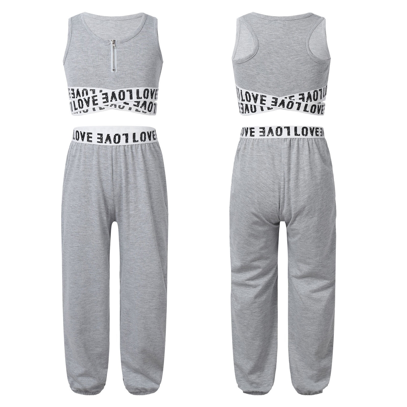 DPOIS Kids Girls Street Dance Outfit Tracksuit Crop Tank Top and Hip ...