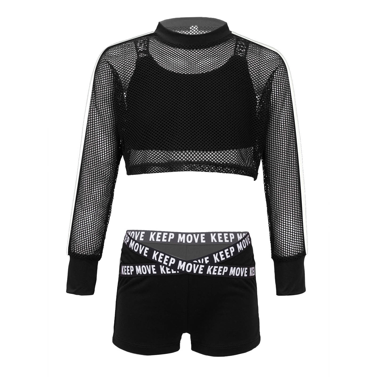 DPOIS Kids Girls Three Piece Long Sleeve Dance Outfit Slim Fit ...