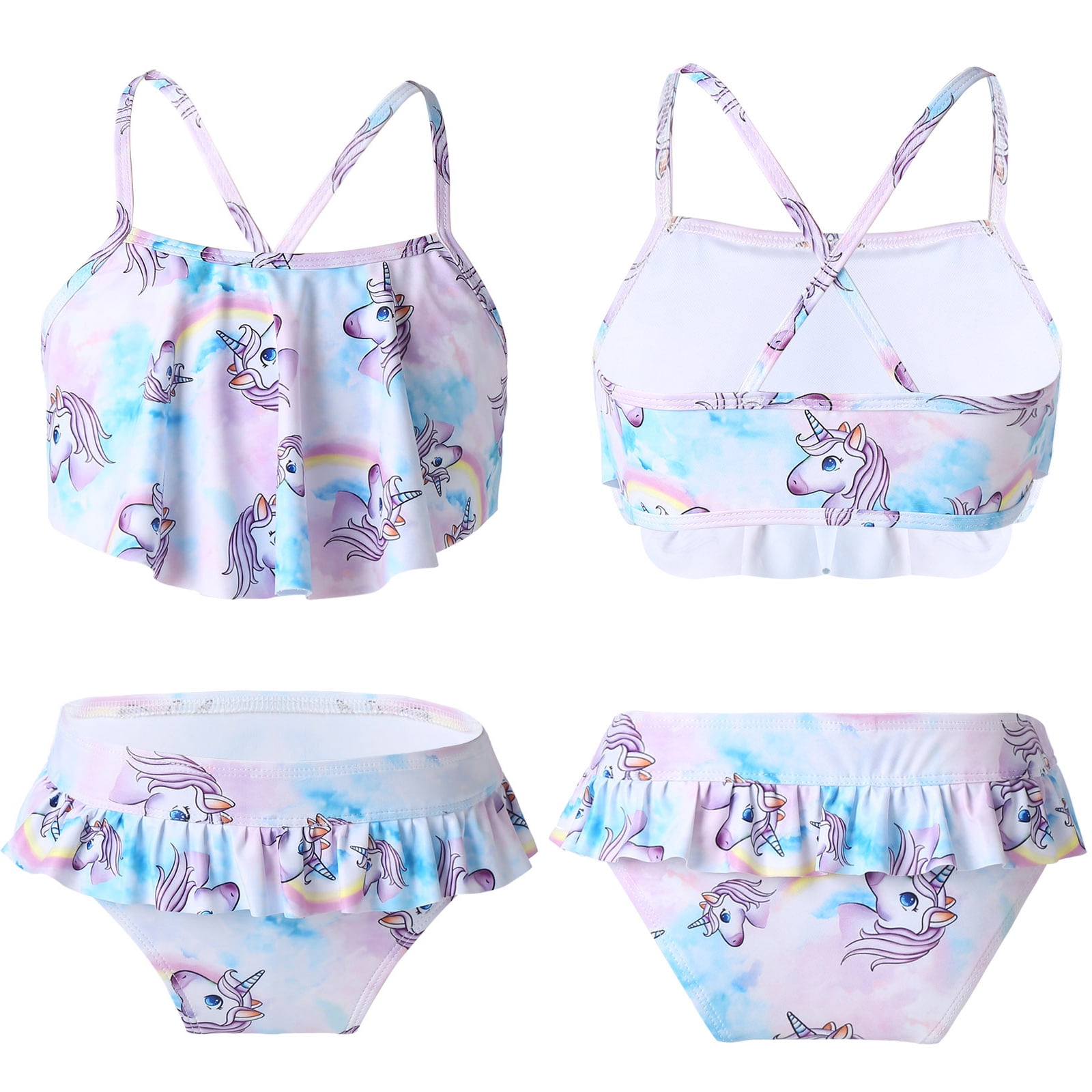 DPOIS Kids Girls Two Piece Bikini Swimwear Cartoon Horse Printcamisole ...