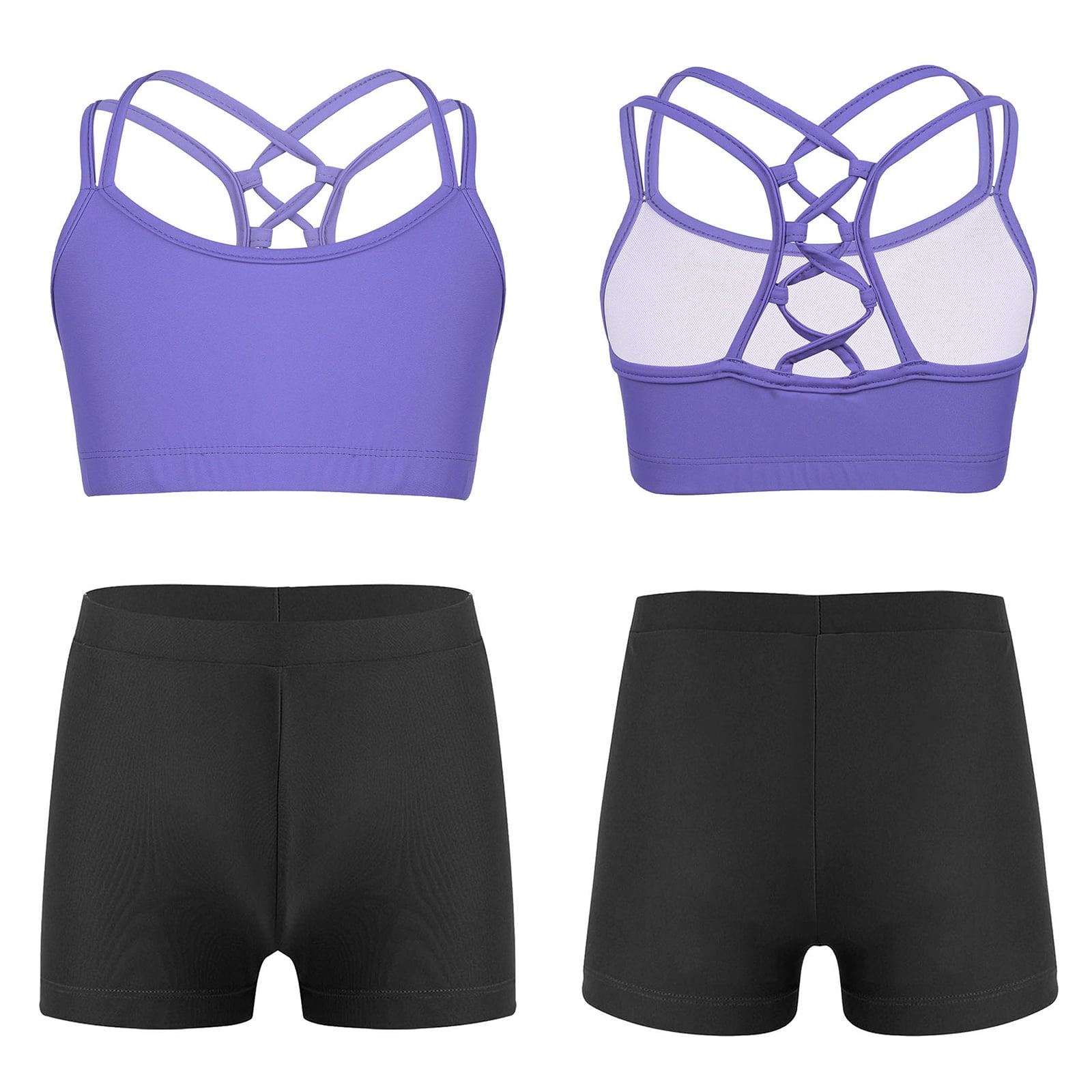 DPOIS Kids Girls Two-pieces Swimsuit Spaghetti Strap Tops with Short ...